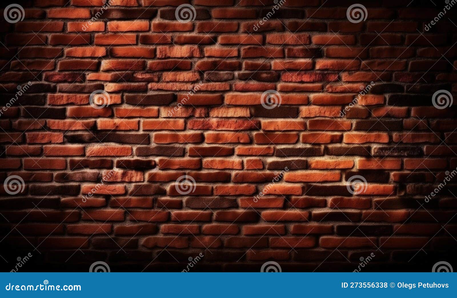 A Brick Wall with a Red Light Shining Down on the Brick Wall and a ...