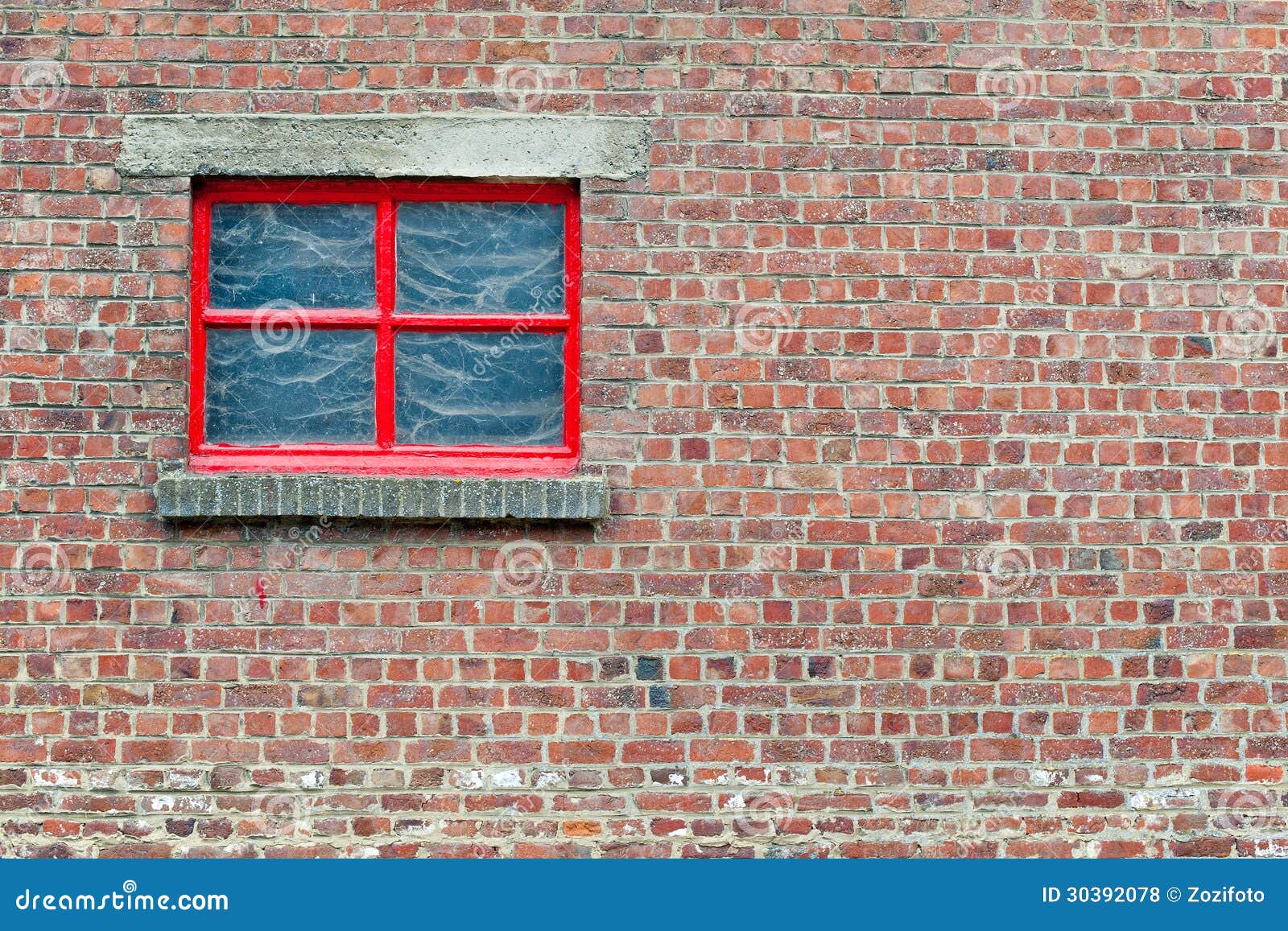 Brick wall with red window stock photo. Image of paint - 30392078
