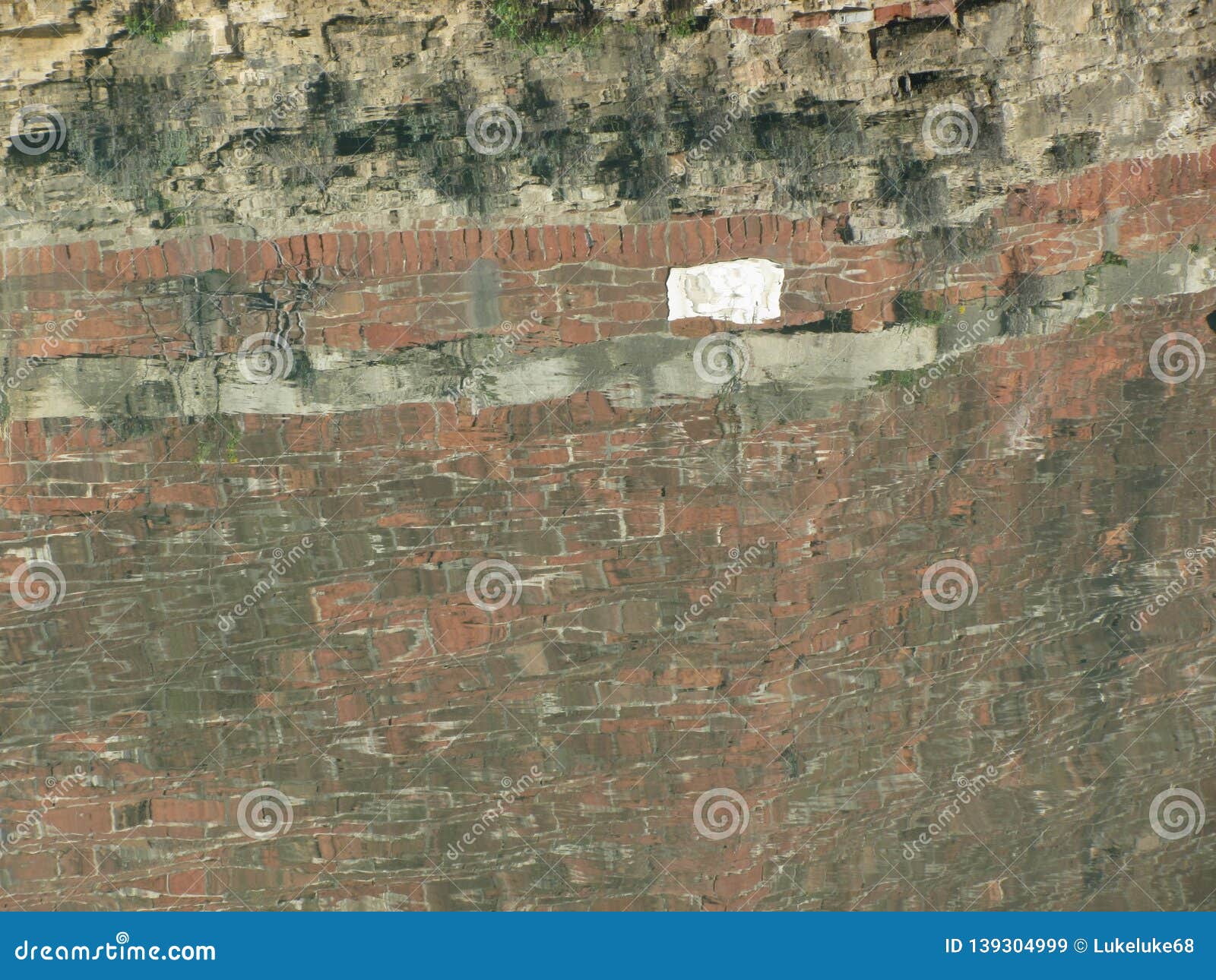 Brick Wall Reflection in Still Water As a Background Stock Image ...