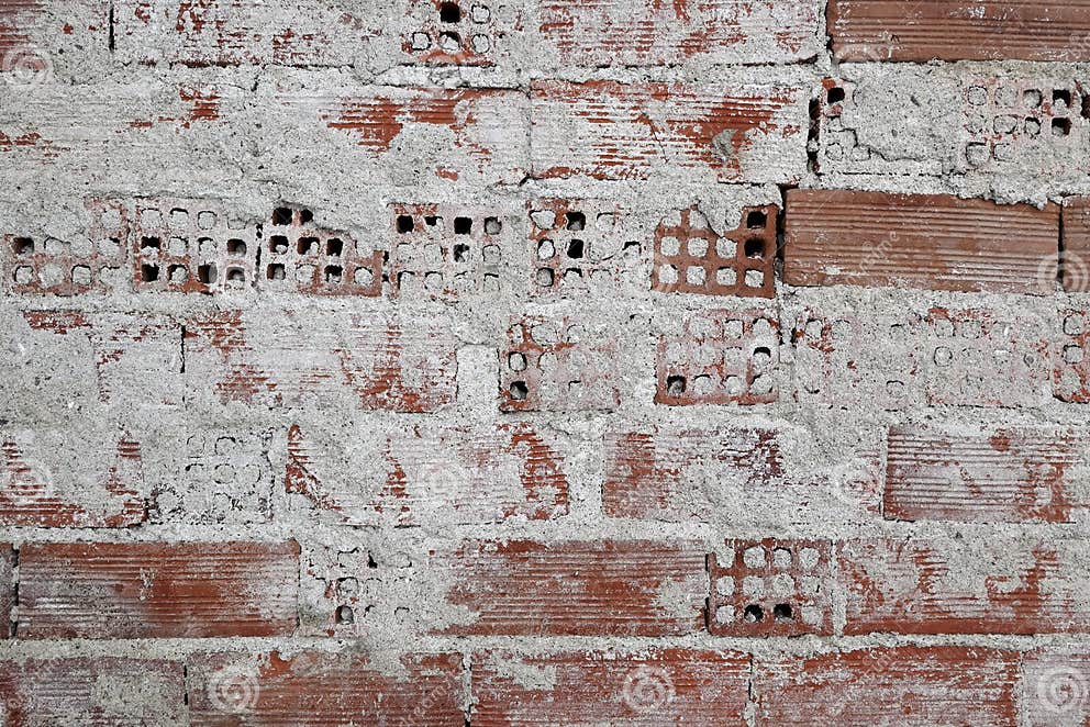 Brick Wall with Remaing Plaster Stock Image - Image of wall, background ...