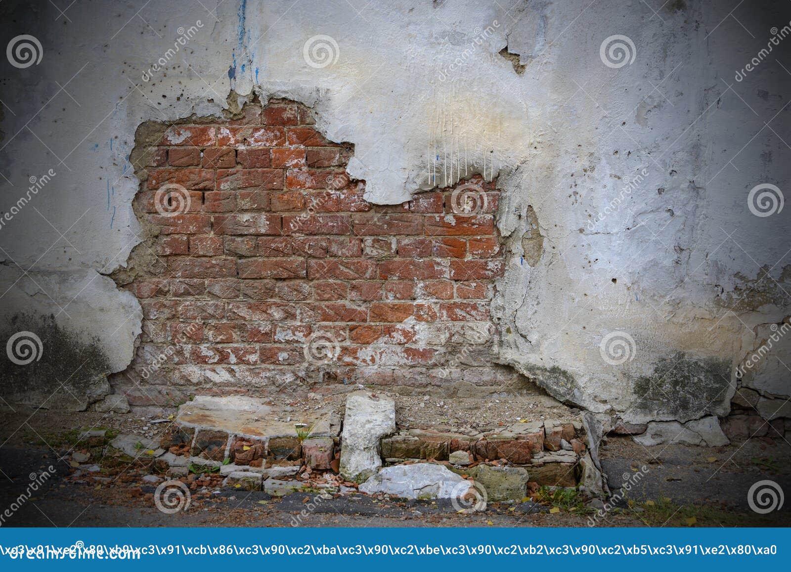 Brick Wall with Remnants of Plaster Stock Photo - Image of solid, ruins ...