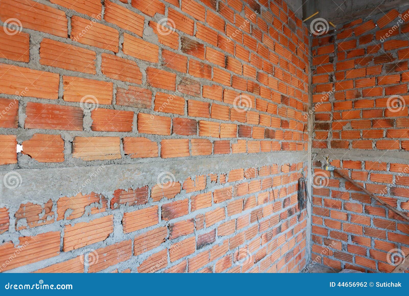 Brick Wall in Residential Building Construction Stock Photo - Image of ...