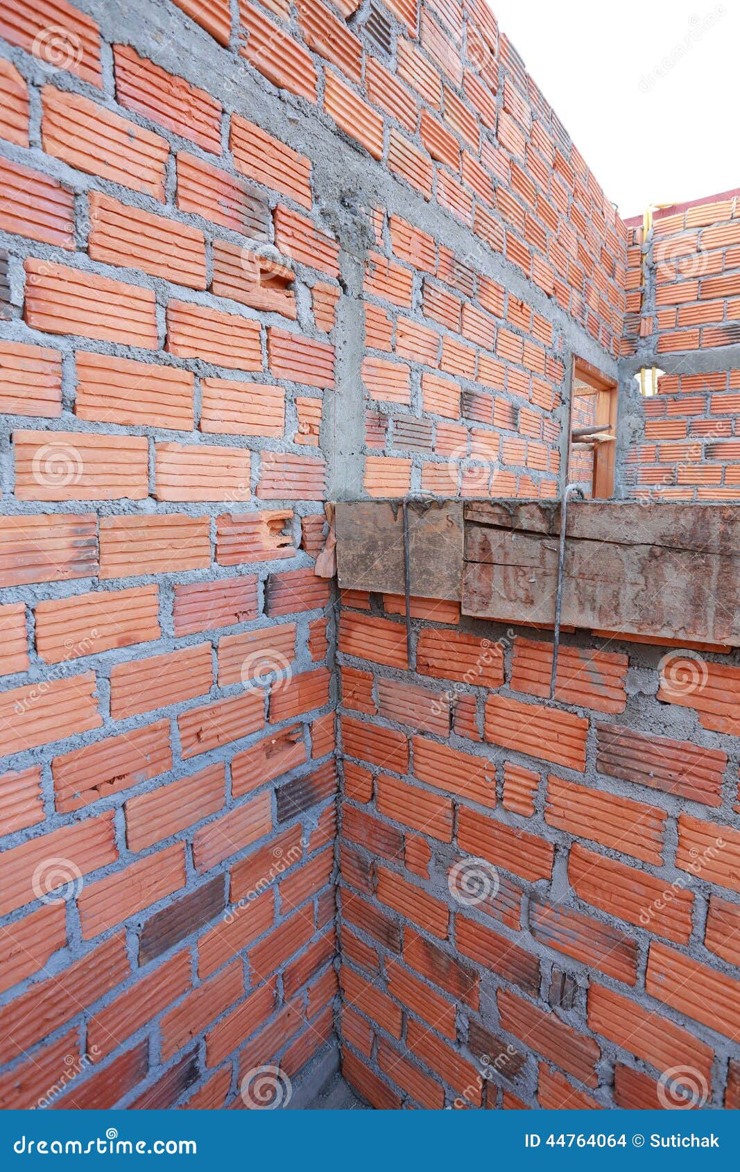 Brick Wall in Residential Building Construction Stock Photo - Image of ...