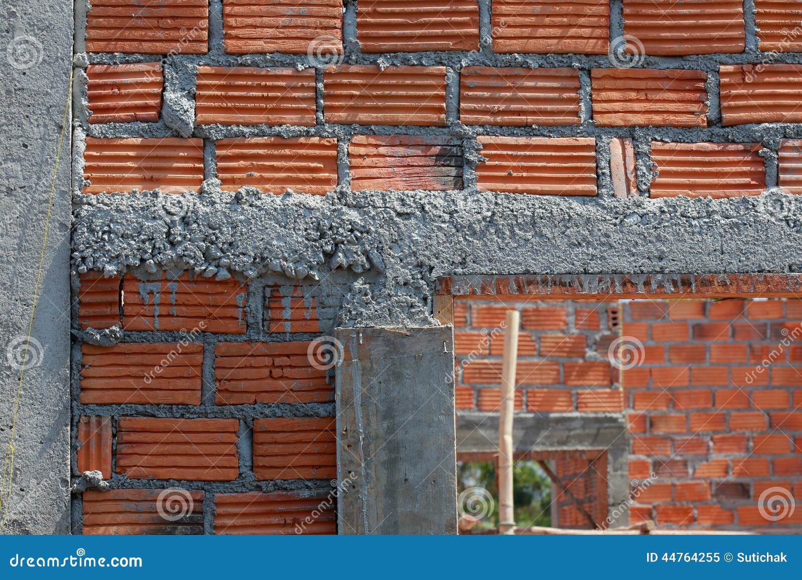 Brick Wall in Residential Building Construction Stock Image - Image of ...
