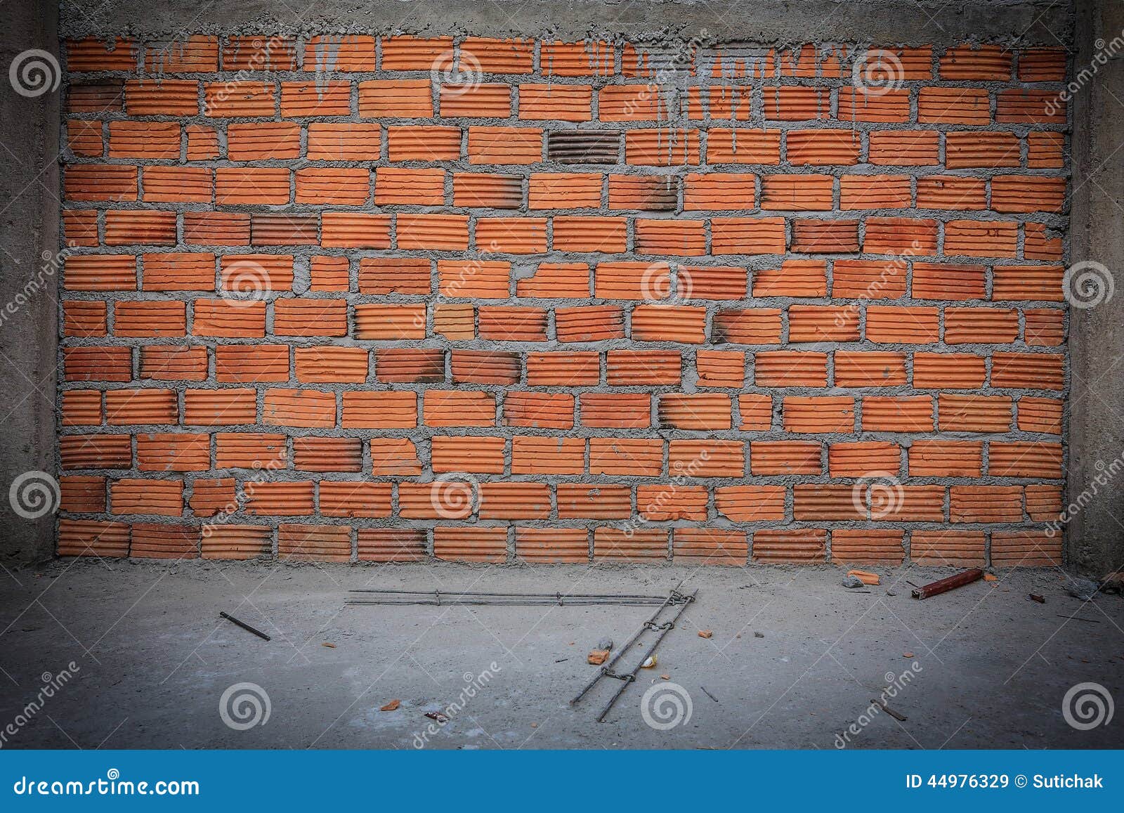 Brick Wall in Residential Building Construction Stock Image - Image of ...