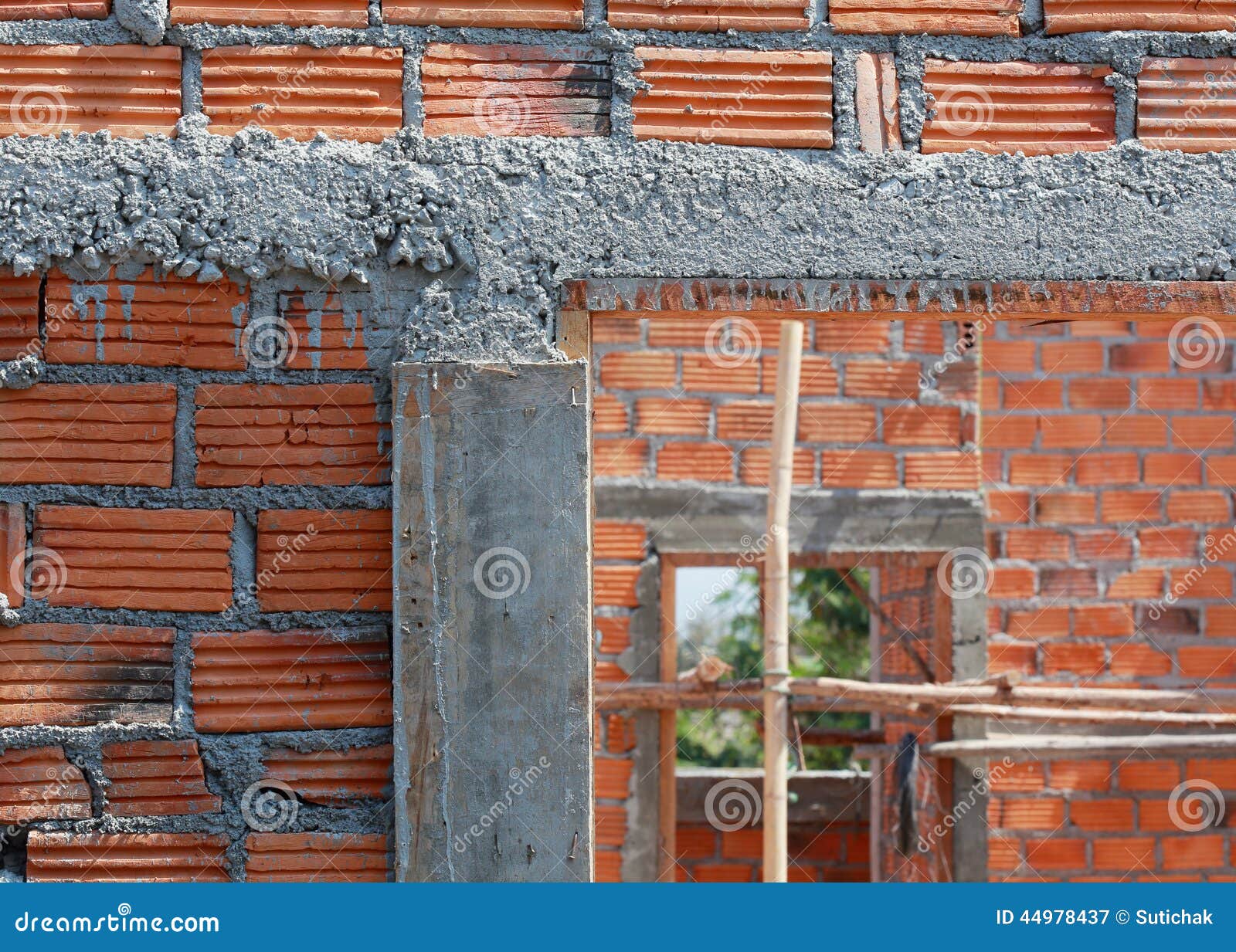 Brick Wall in Residential Building Construction Stock Image - Image of ...