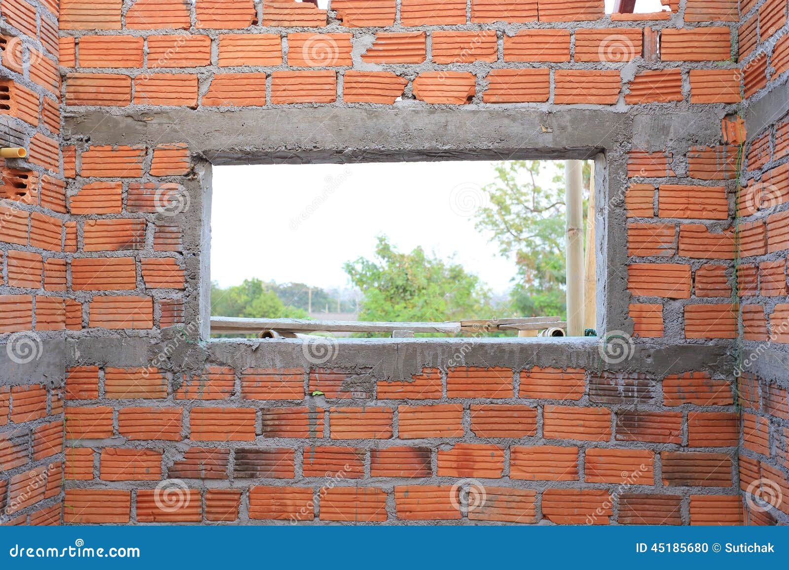 Brick Wall in Residential Building Construction Stock Photo - Image of ...