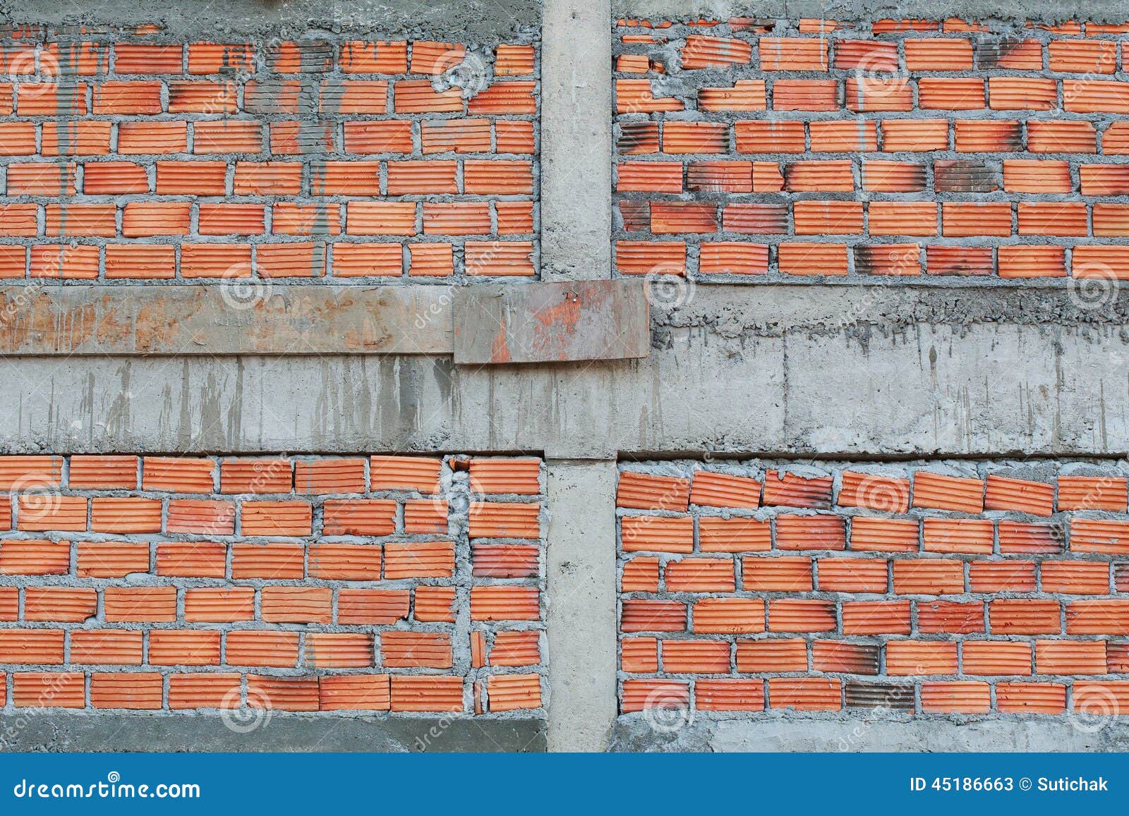 Brick Wall in Residential Building Construction Stock Image - Image of ...