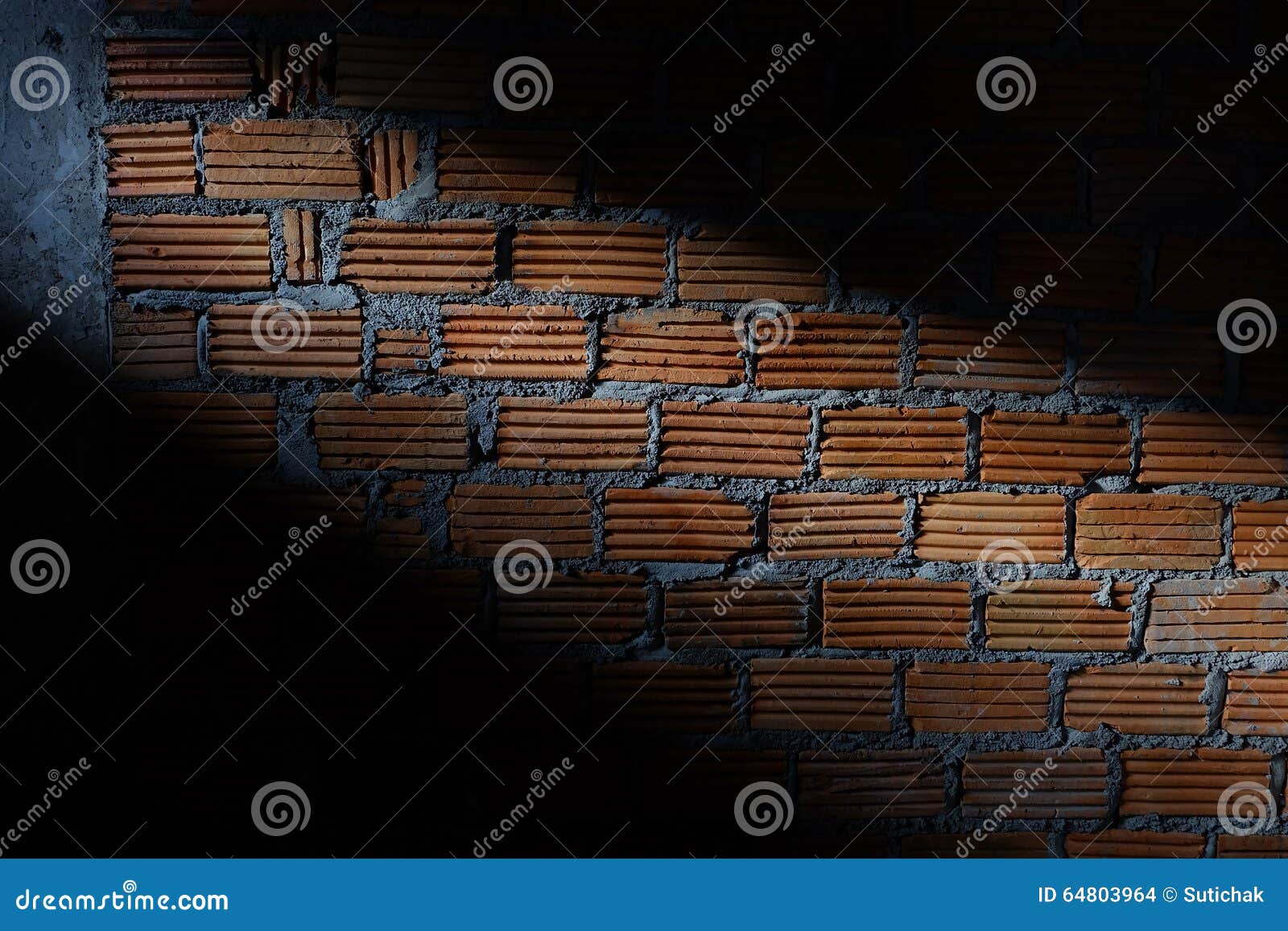 Brick Wall in Residential Construction Site with Light Sunshine Stock ...