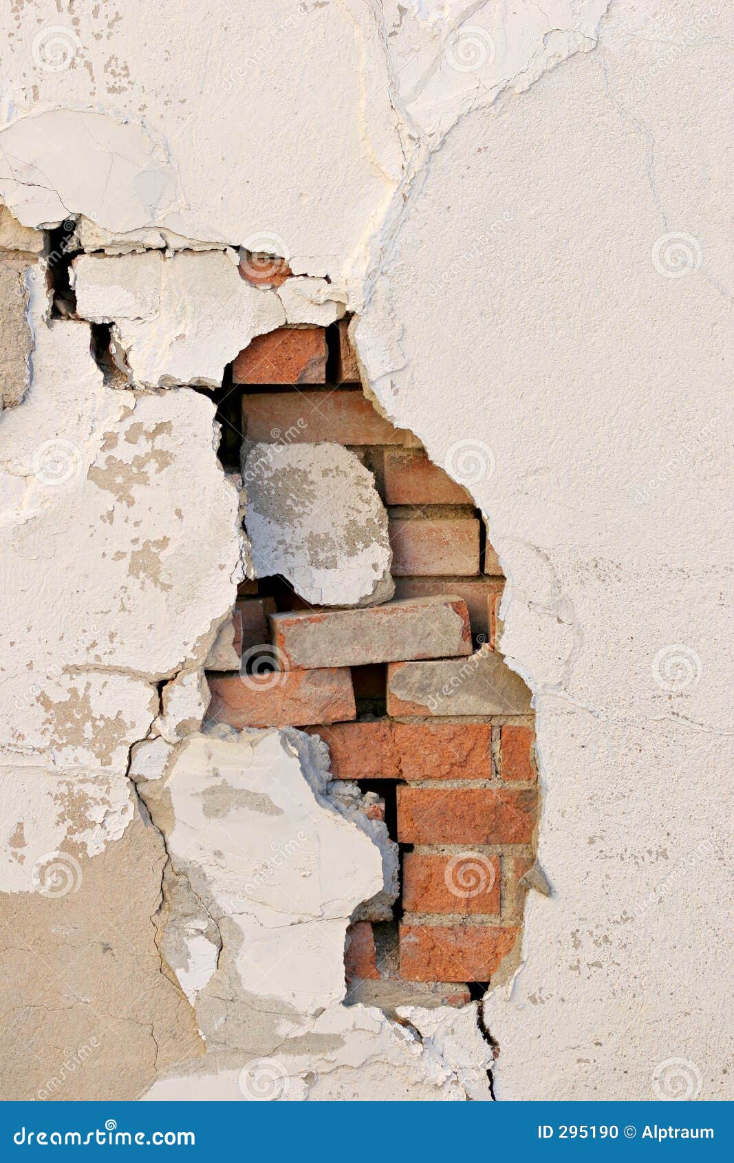 Brick wall revealed stock photo. Image of broken, paint - 295190