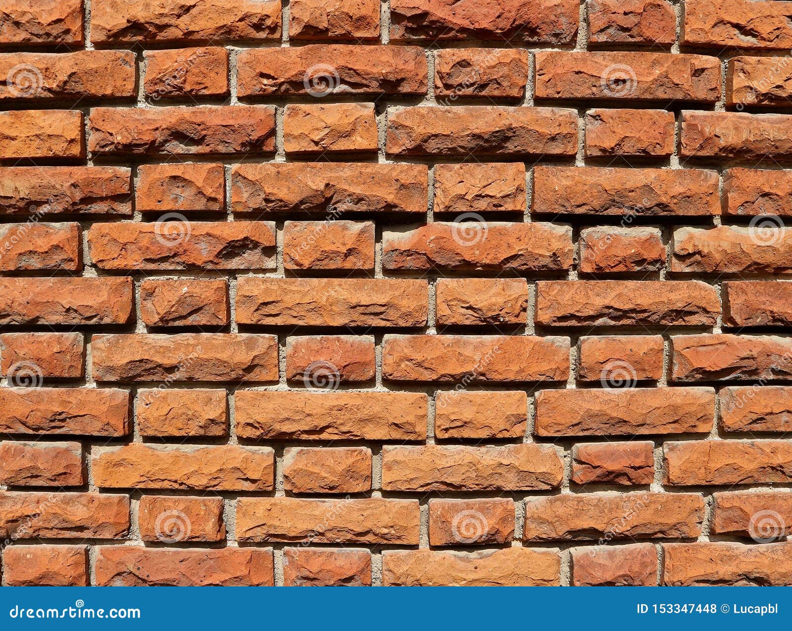 Brick Wall with Rough and Uneven Bricks Under Sunlight. Background and ...