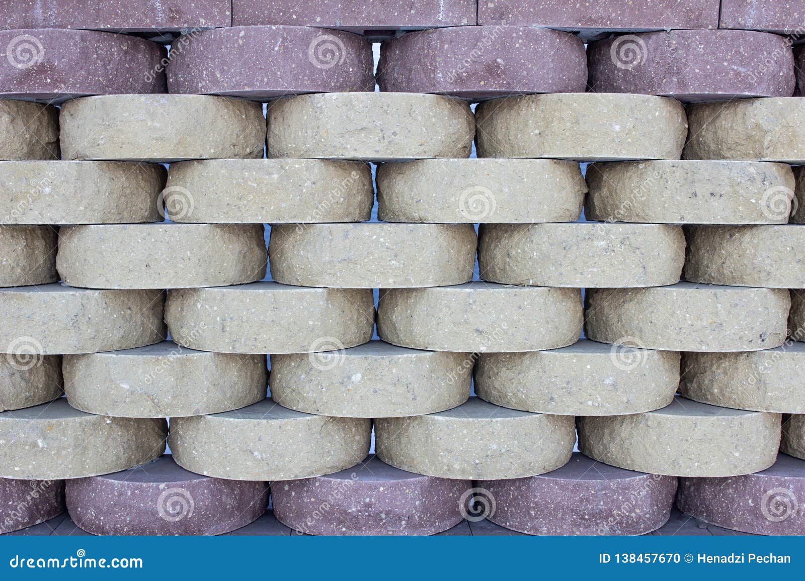 Brick Wall from a Round Modern Brick, Background. Texture Stock Photo ...