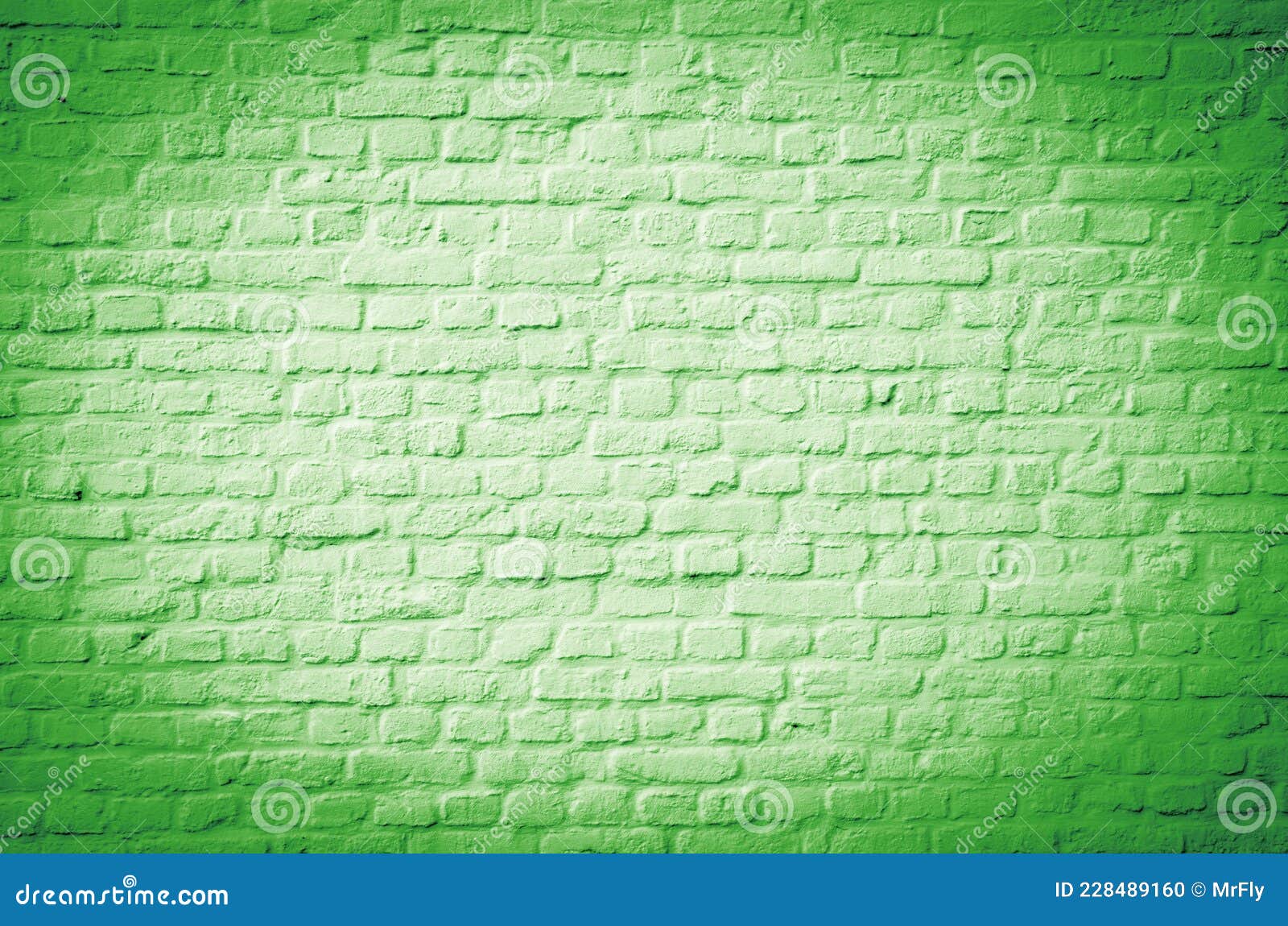 Brick Wall, Green Rustic Look, Background Texture Stock Photo - Image ...