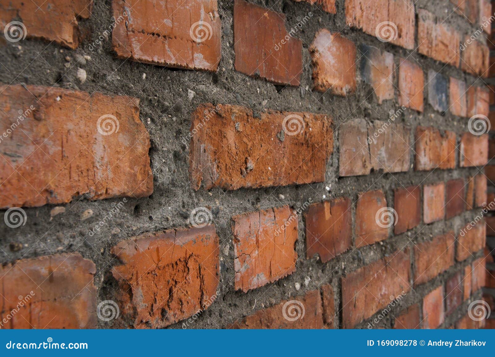 Brick Wall. the Seam is Made of Cement. Texture and Construction. Stock ...