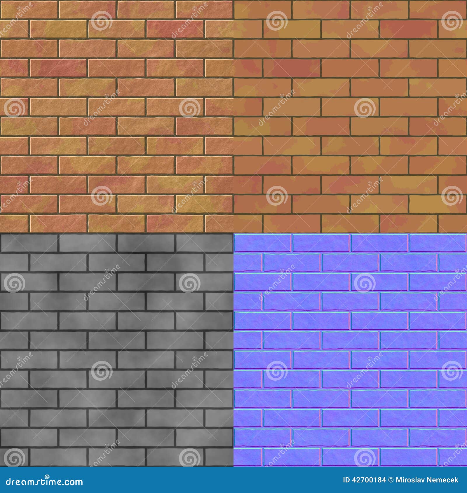 Brick Wall Seamless Generated Hires Texture (bump & Normal Map) Stock ...