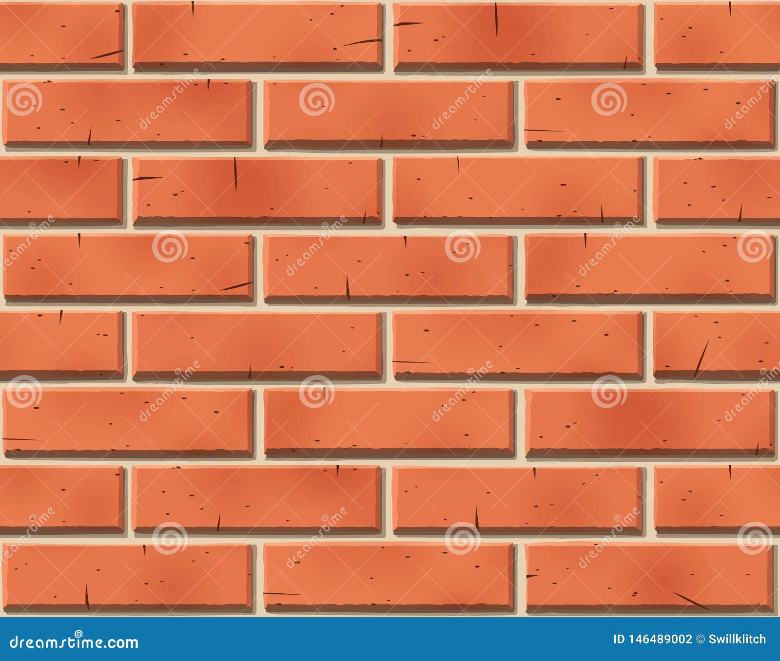 Scratched Brick Wall Texture. Seamless Pattern. Cartoon Vector ...