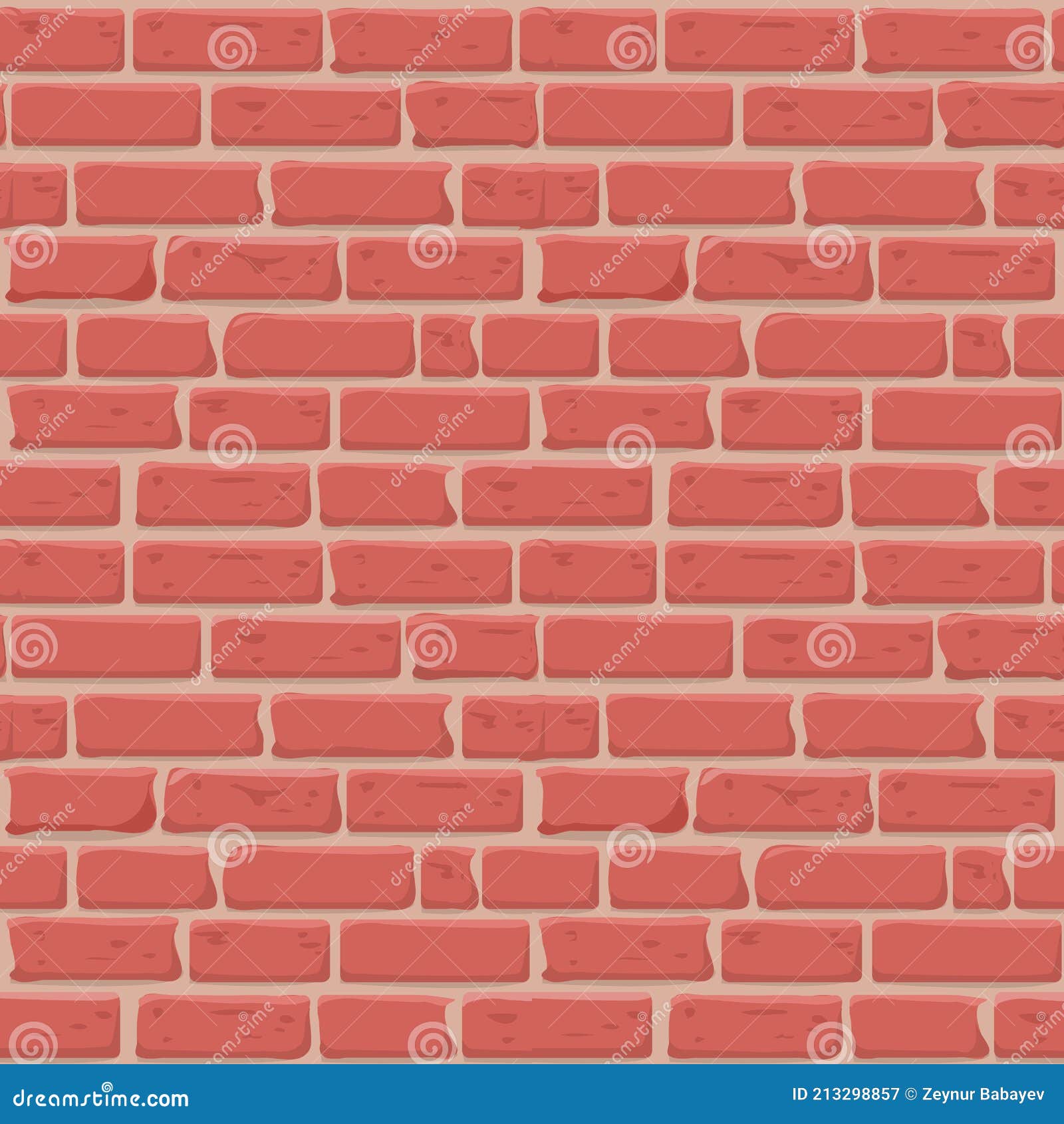 Brick Wall Seamless Texture. Continuous Loop Background. Cartoon Style ...