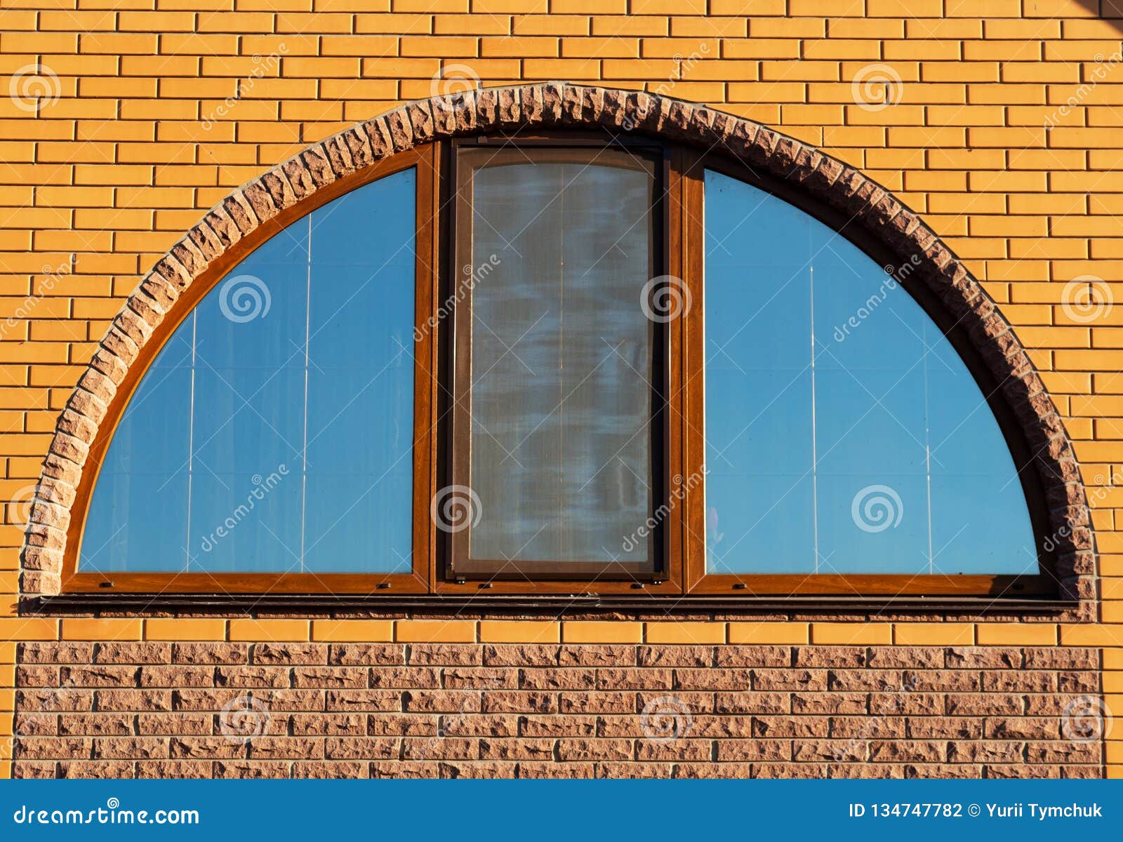 Brick Wall with Semicircle Window, Closeup Stock Photo - Image of house ...