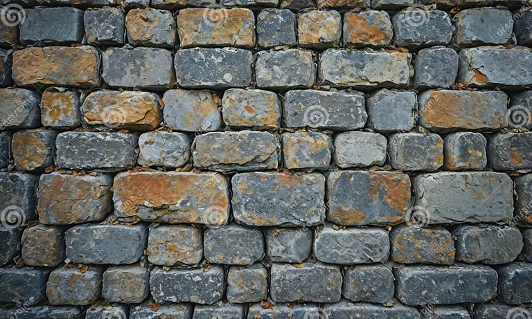 A Brick Wall is Shown with a Few Bricks Missing, Creating a Patterned ...