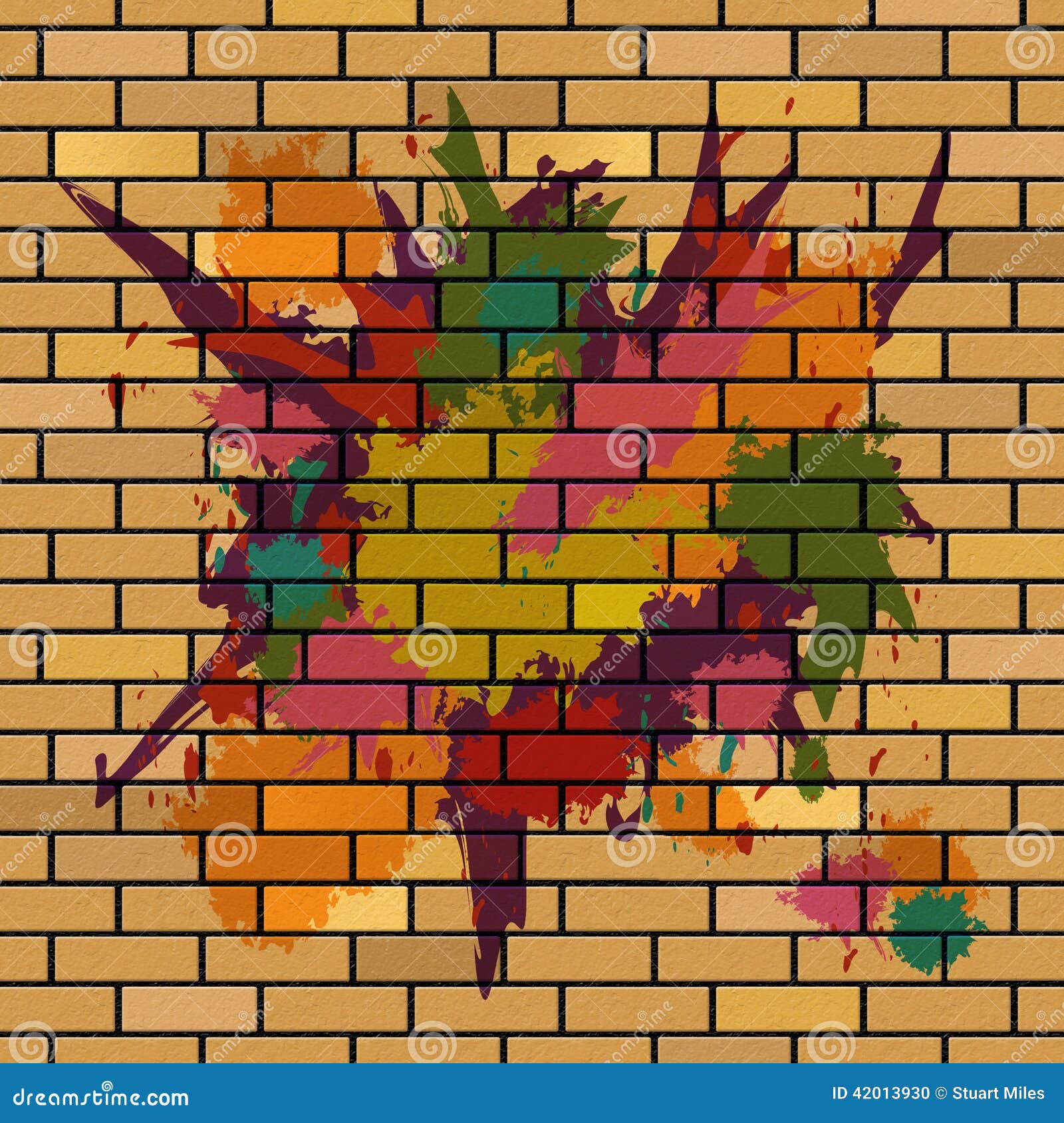 Brick Wall Shows Brick-Wall Splattered and Splashes Stock Illustration ...