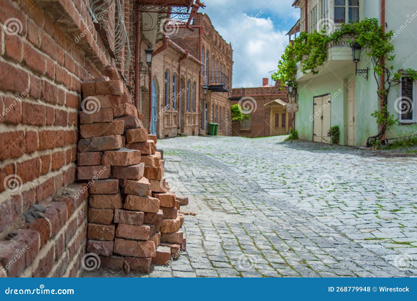 Brick Wall in Signagi, Town in Georgia Stock Photo - Image of street ...