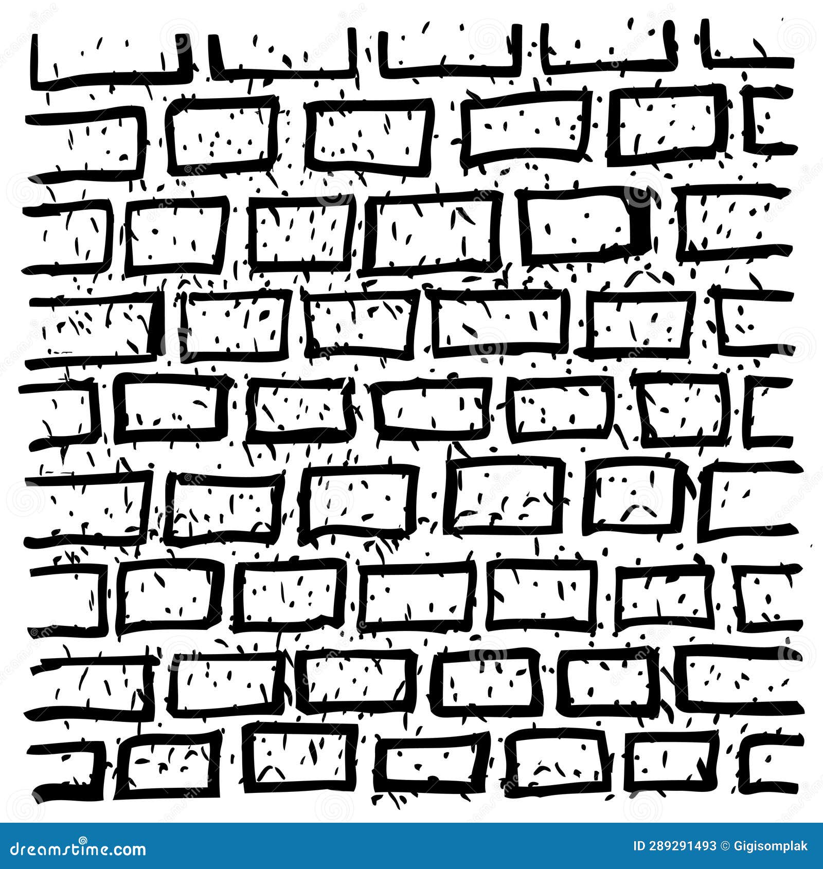 Simple Vector Hand Draw Sketch Brick Wall, Isolated on White Stock ...
