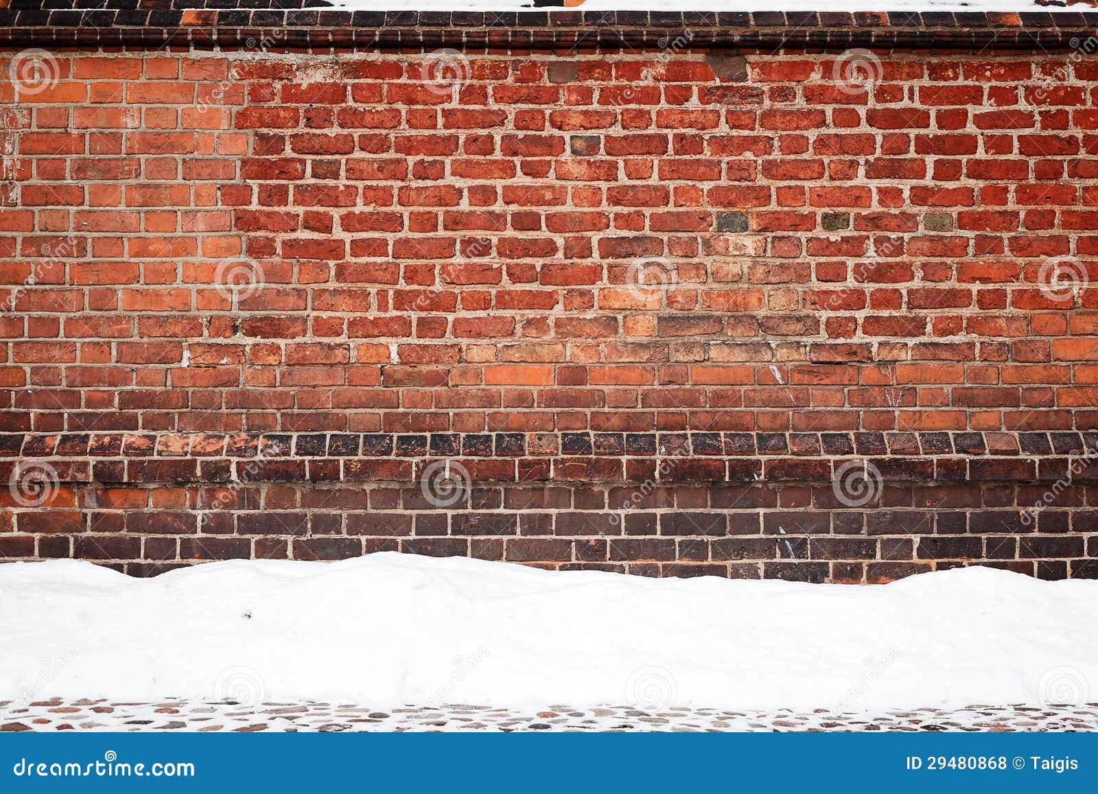 Brick wall and snow stock photo. Image of material, color - 29480868