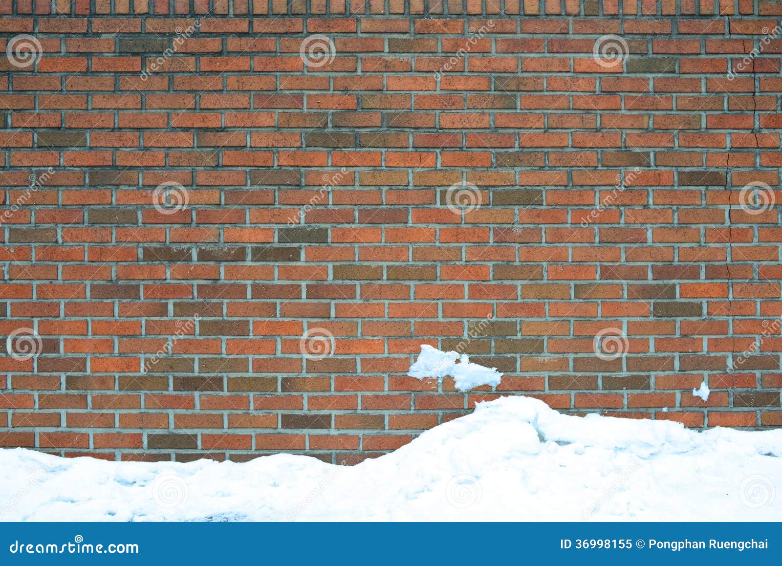 Brick wall with snow stock image. Image of mottled, building - 36998155