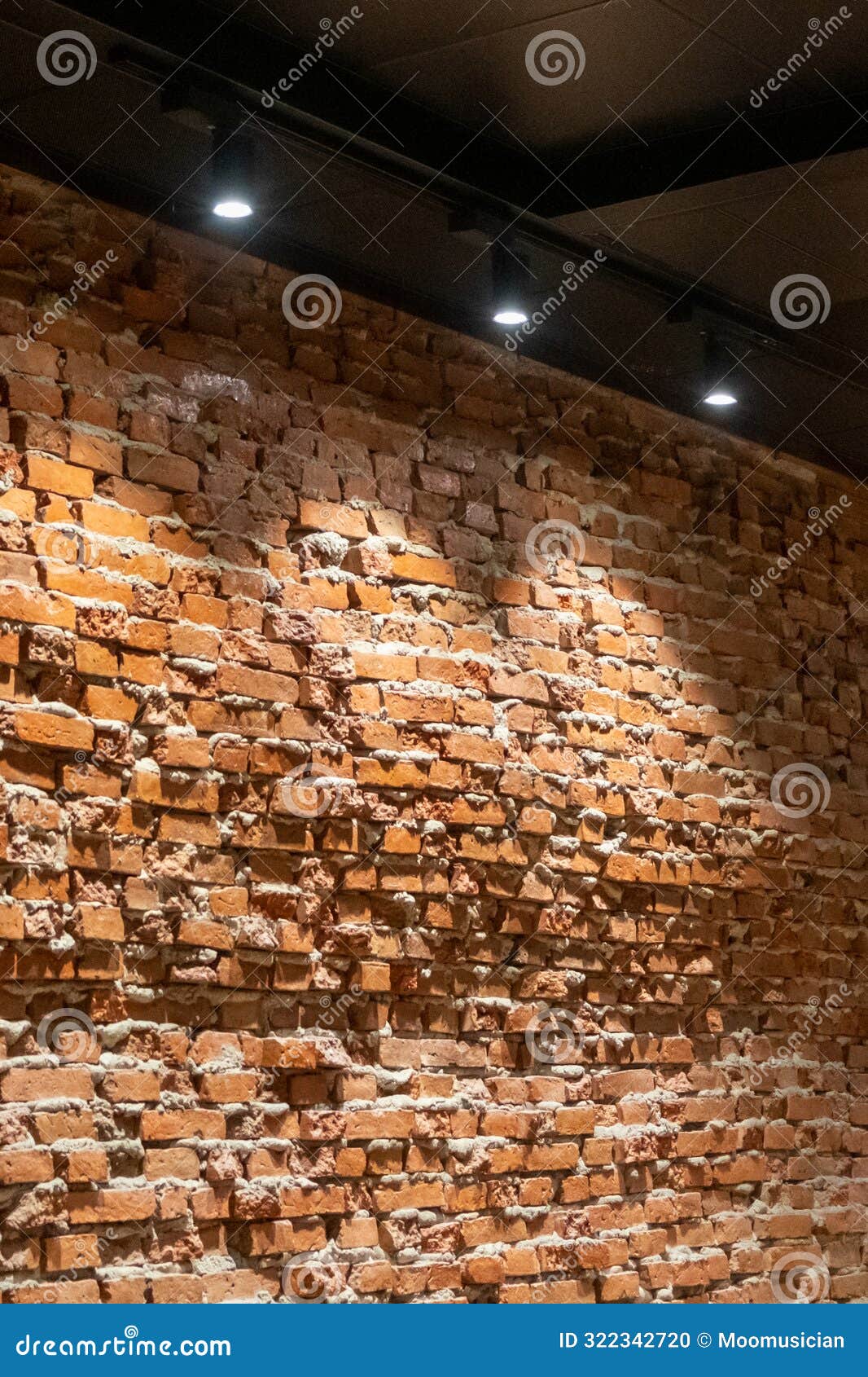 Brick Wall with Spotlight from the Ceiling Stock Photo - Image of ...
