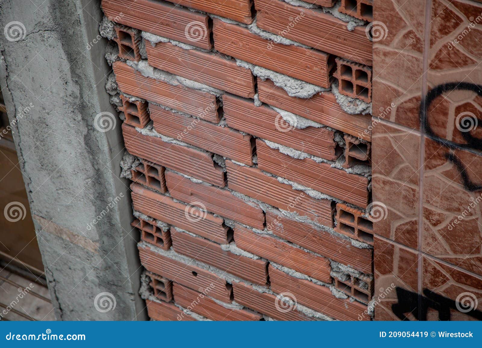 Brick Wall with Square Holes Stock Image - Image of brickwork, concrete ...