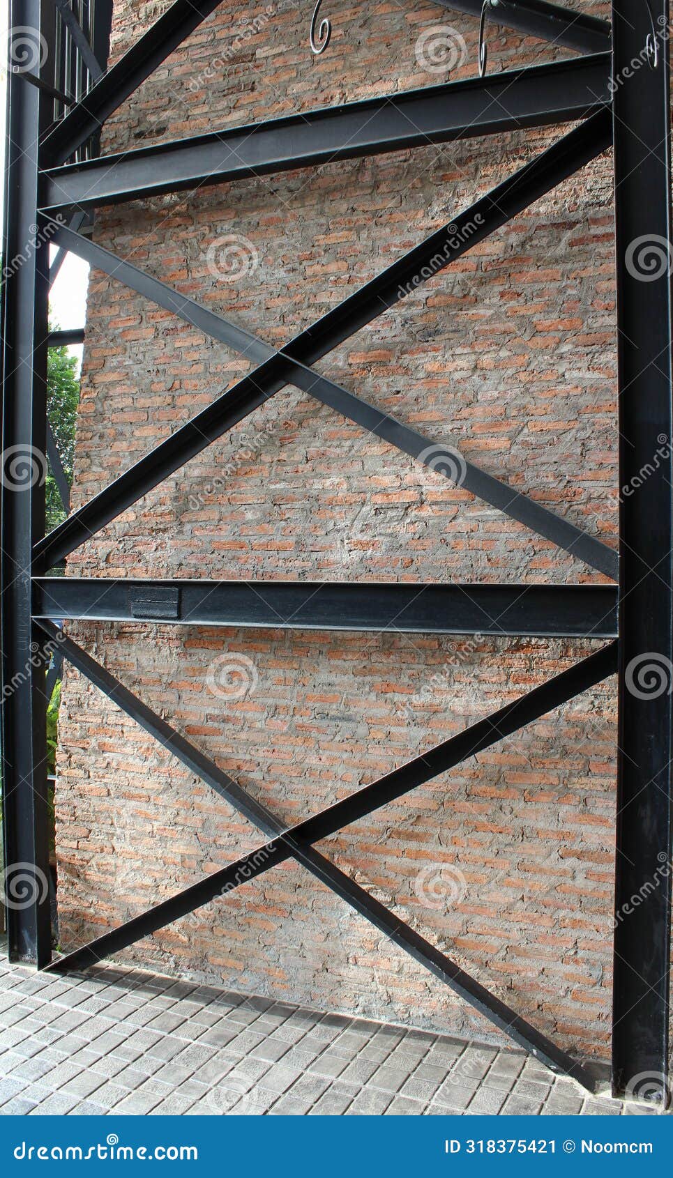 Brick Wall and Steel Structure Stock Image - Image of iron, frame ...