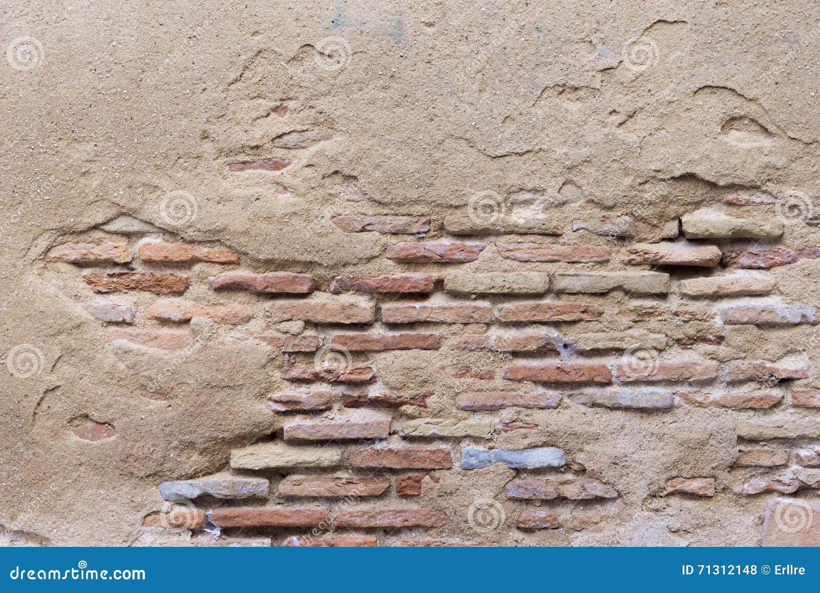 Brick Wall with Stone Covered with Moss Stock Photo - Image of material ...