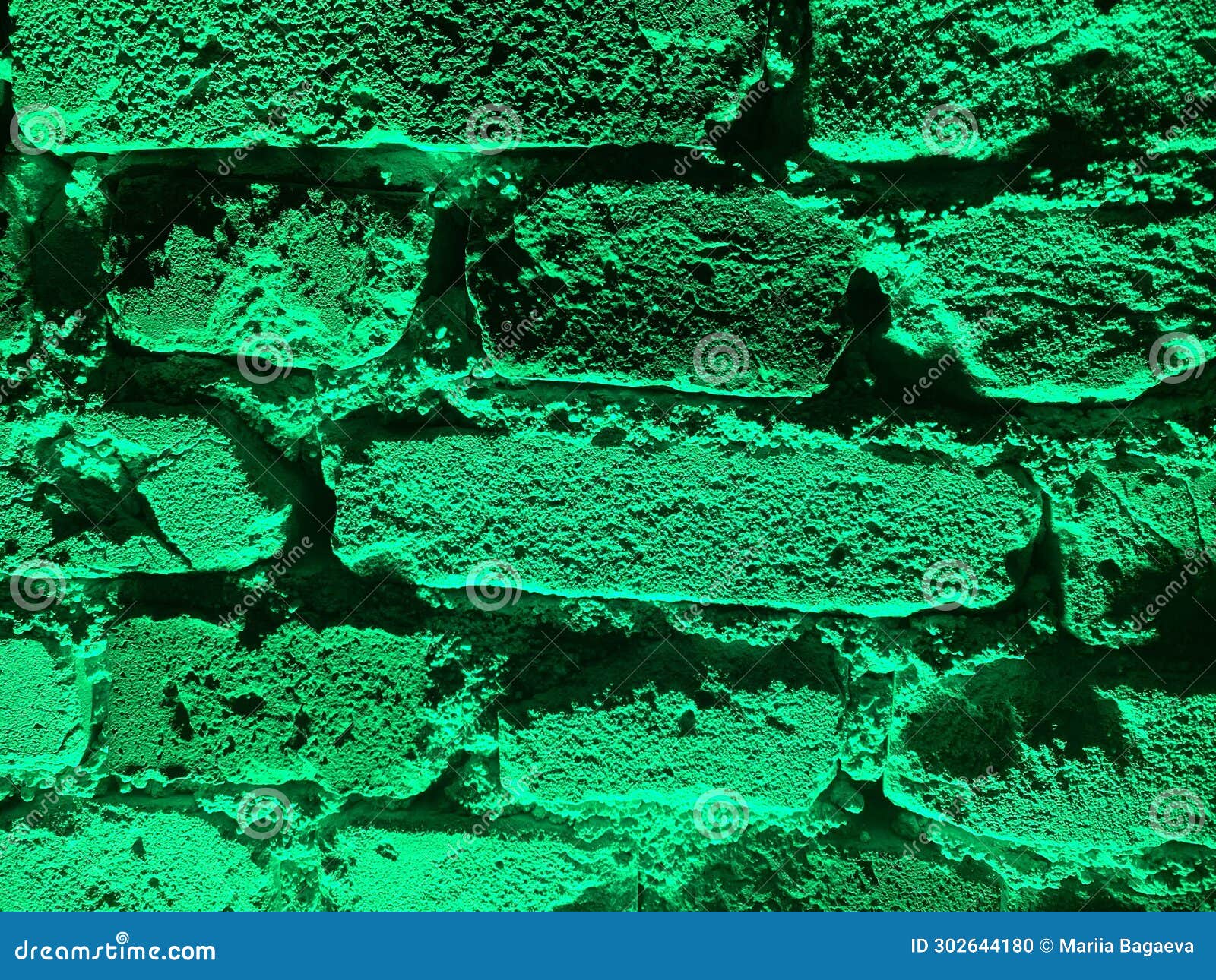 Brick Wall Texture with Green Backlight. Stock Photo - Image of banner ...