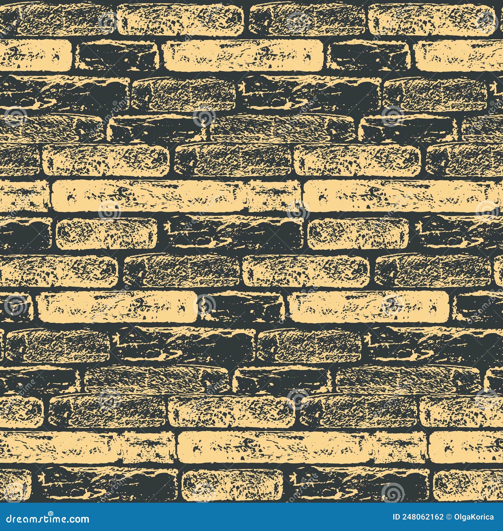 Brick Wall Texture Seamless Pattern, Dark Yellow for Design Eps 10 ...