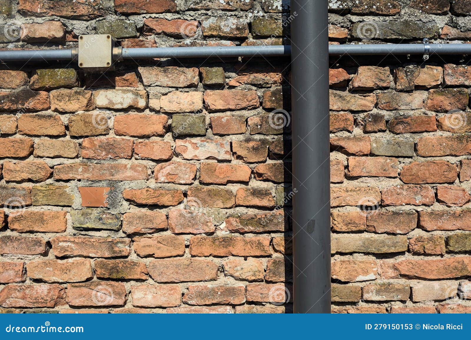 Brick Wall with Tubes on it Stock Image - Image of brick, classic ...