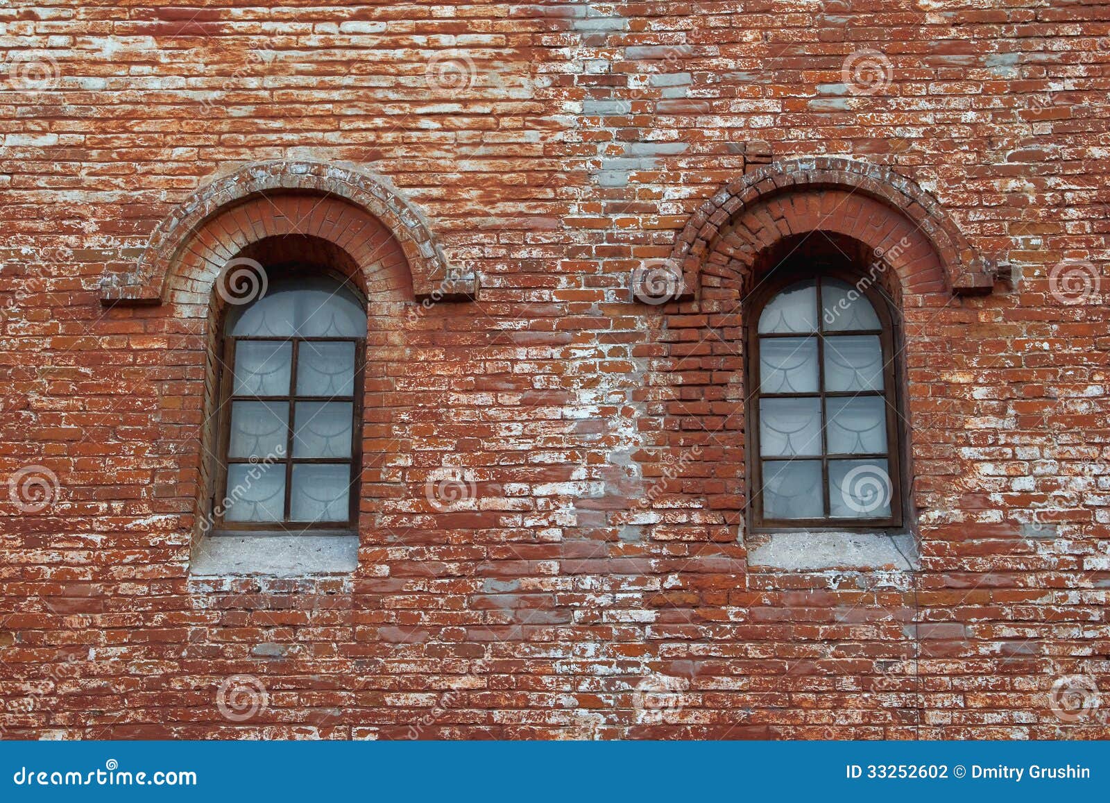 Brick wall and two windows stock photo. Image of background - 33252602