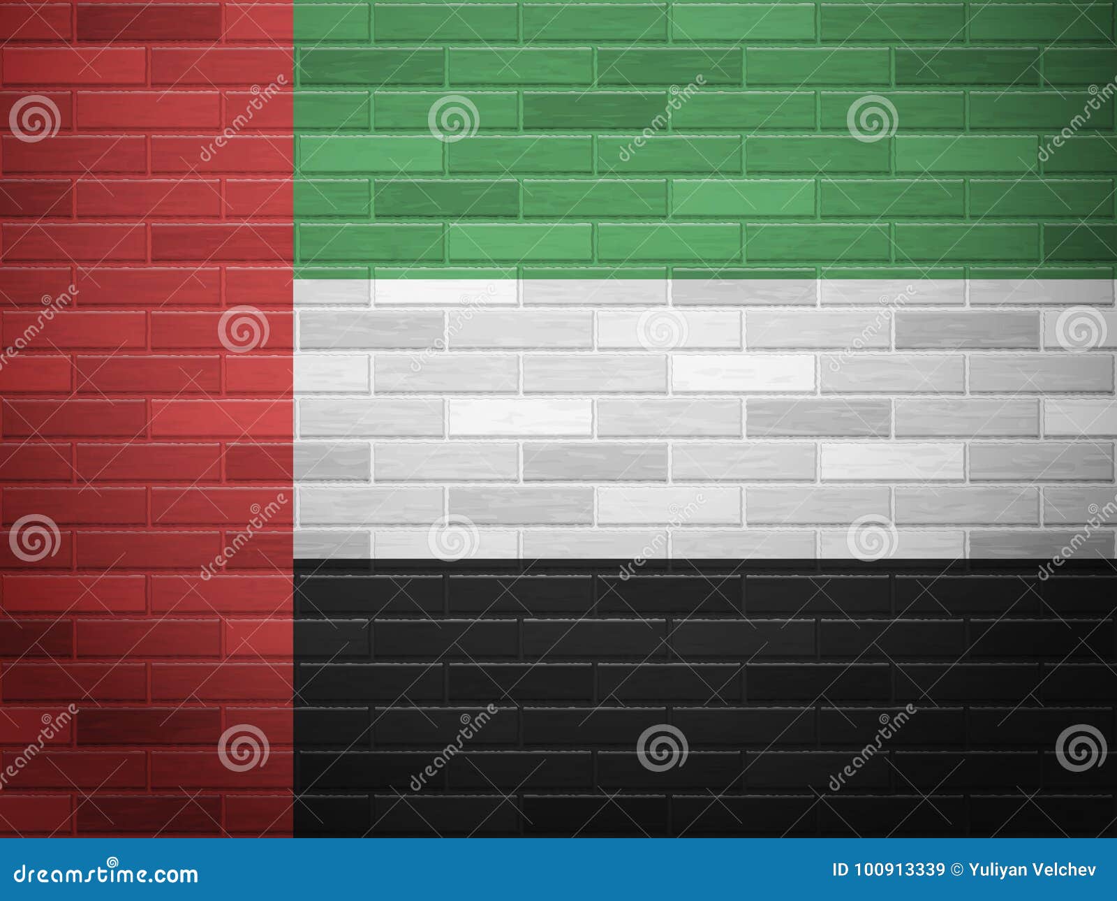 Brick wall UAE flag stock vector. Illustration of wallpaper - 100913339