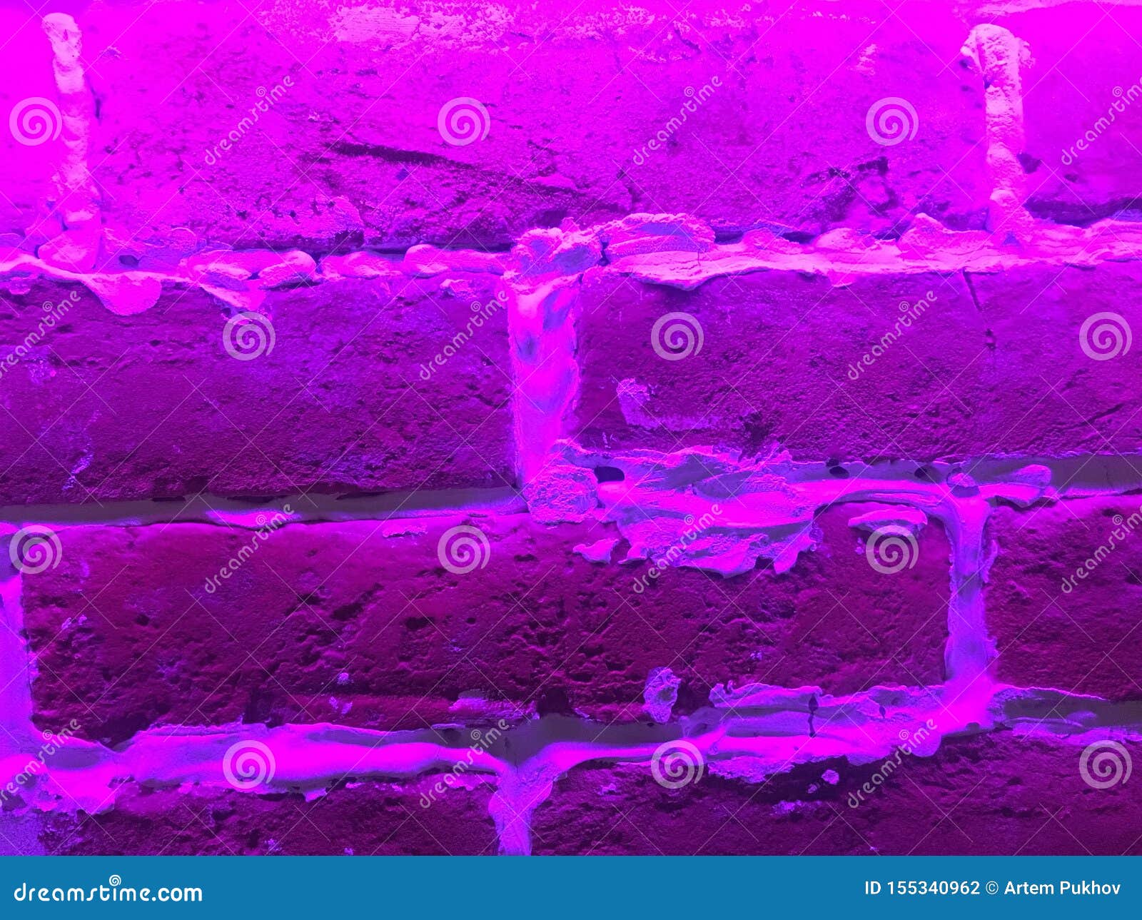 Brick Wall in Ultraviolet Light Stock Photo - Image of lamp, bright ...