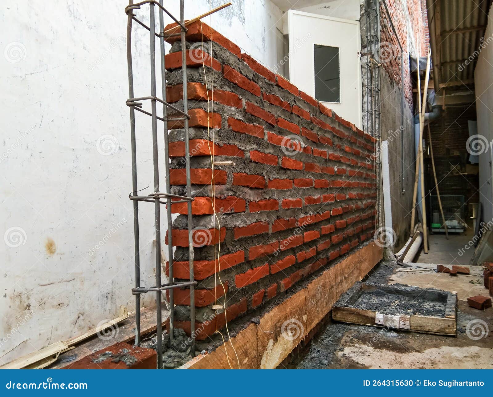 Brick Wall Under Construction Stock Photo - Image of architecture ...