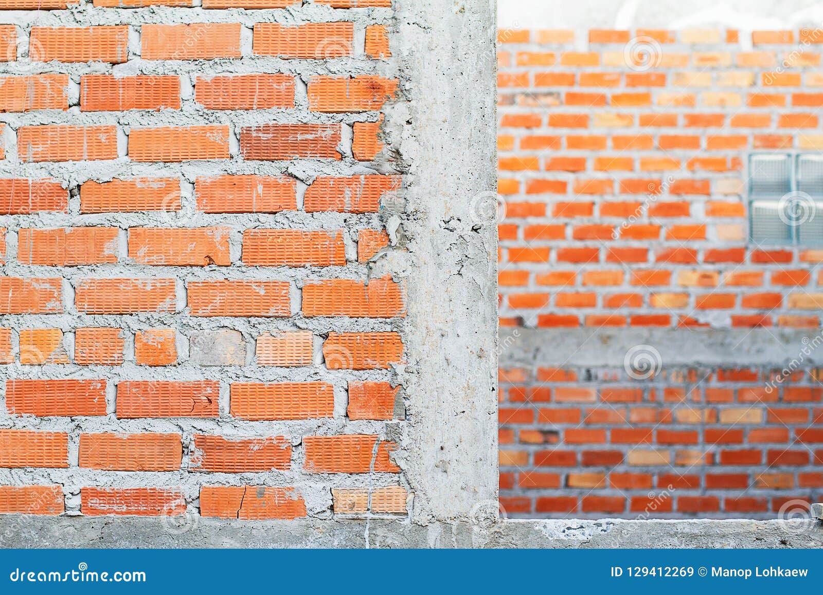 Brick Wall Under Construction at Building Site Stock Image - Image of ...
