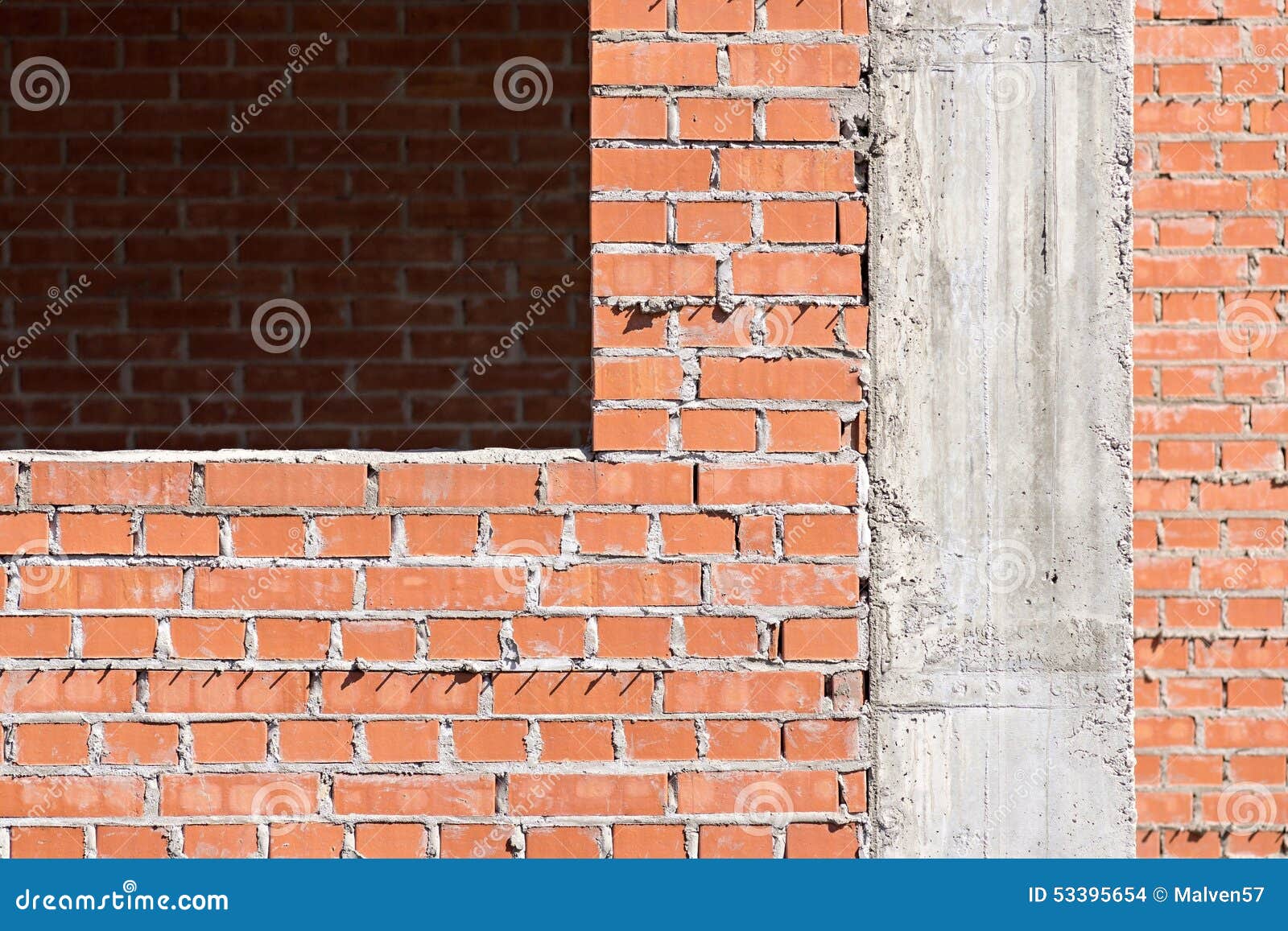 Brick Wall Under Construction Stock Photo - Image of surface ...