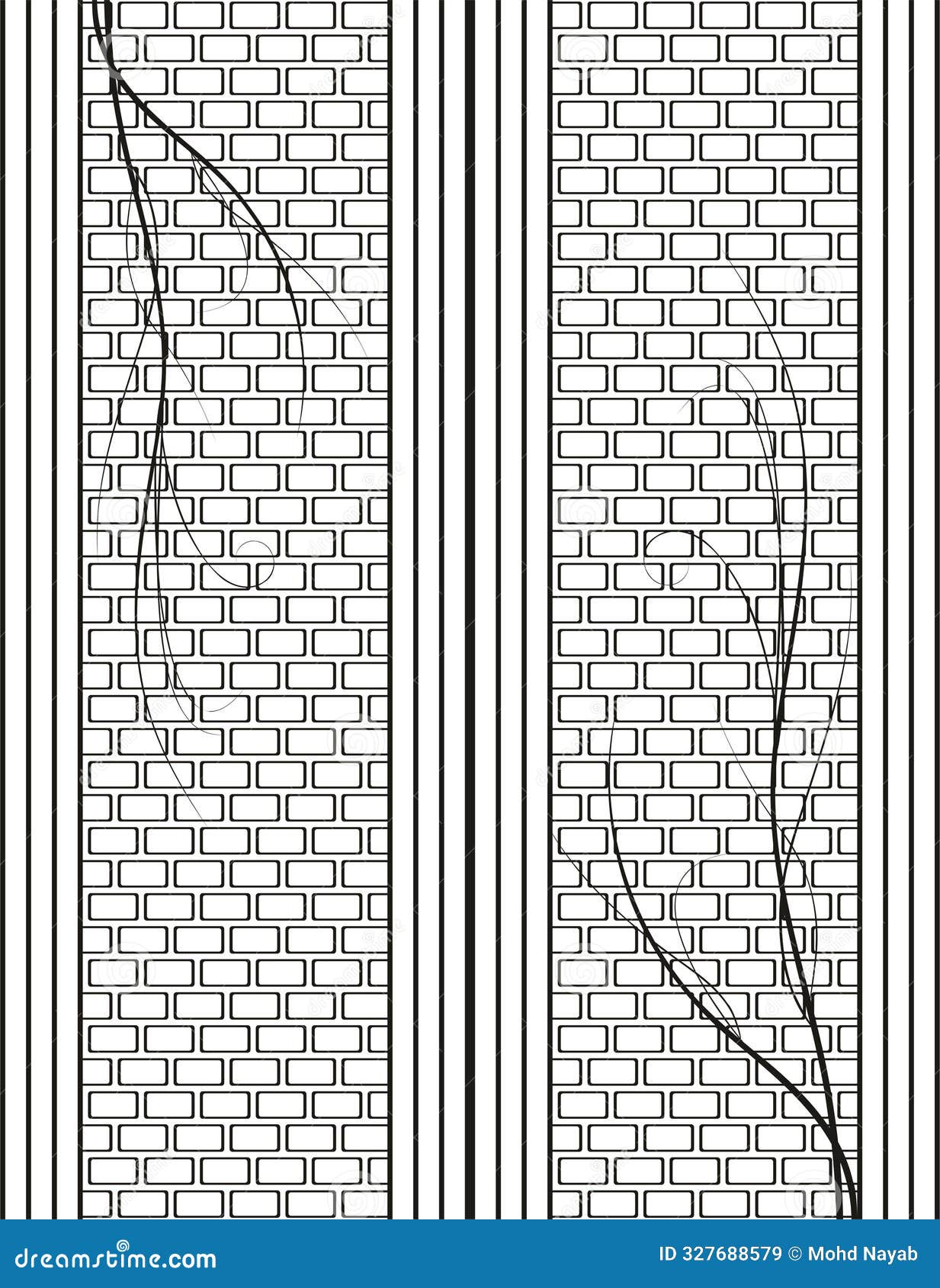 Linear Brick with Floral Seamless Pattern Vector Cdr X6 Stock ...