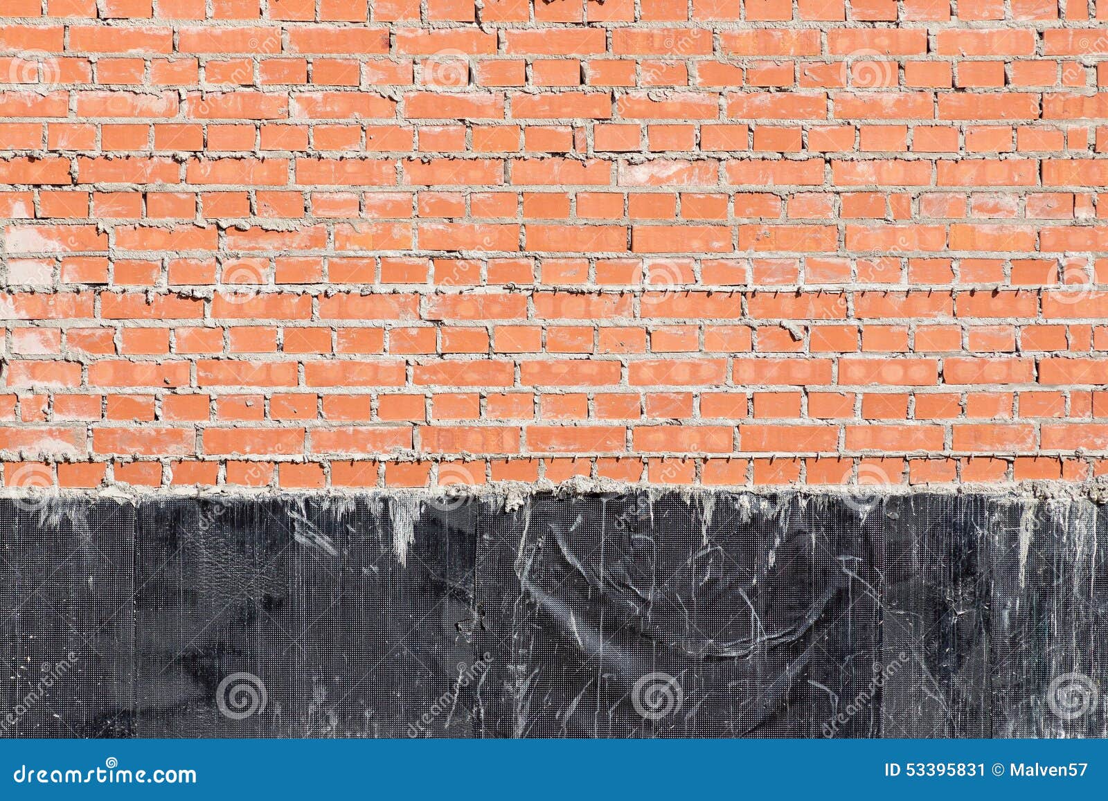 Brick Wall with a Waterproofing Stock Image - Image of brick, blank ...