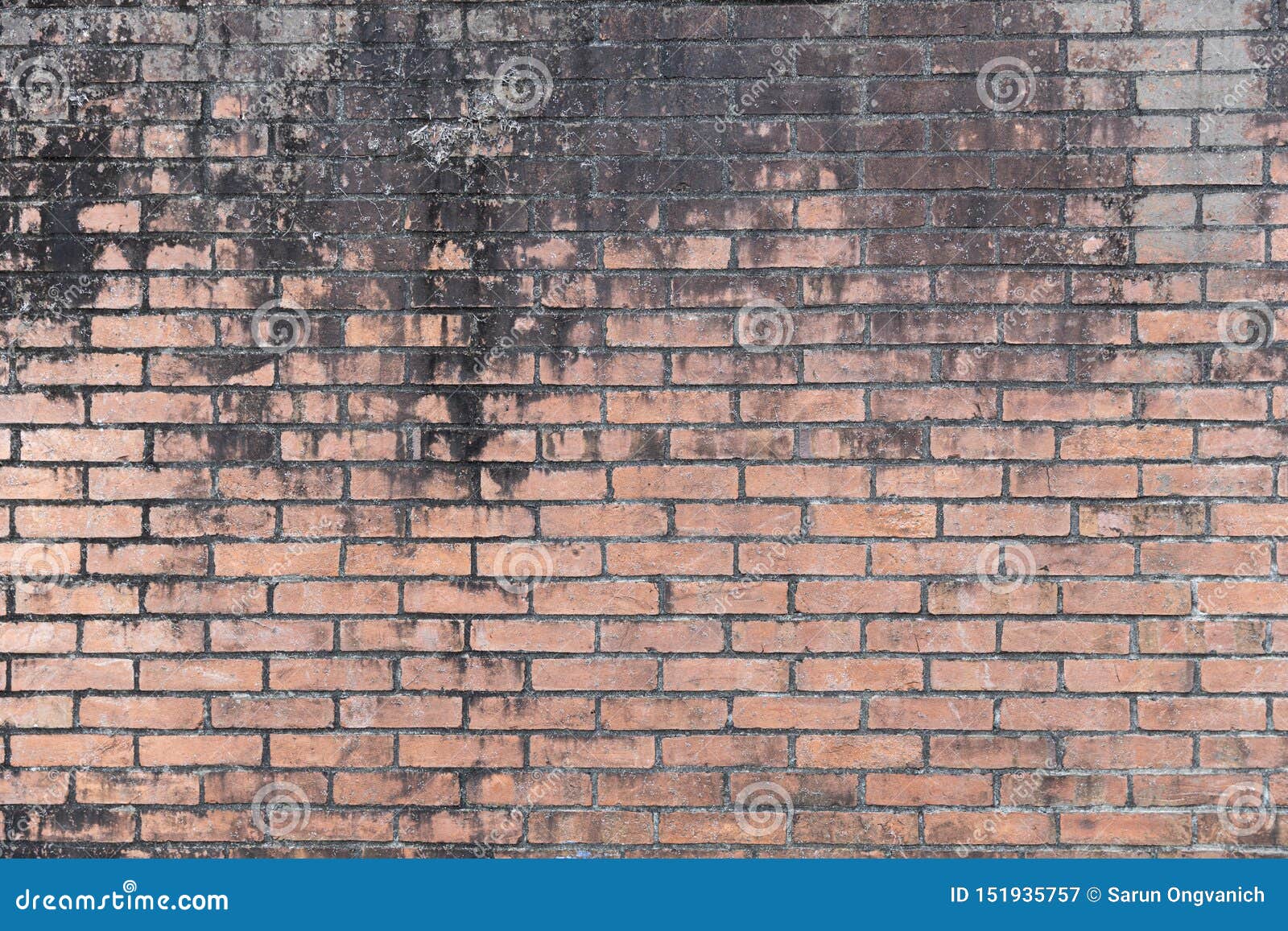 Brick Wall with Weathered and Stained Texture Background Stock Image ...