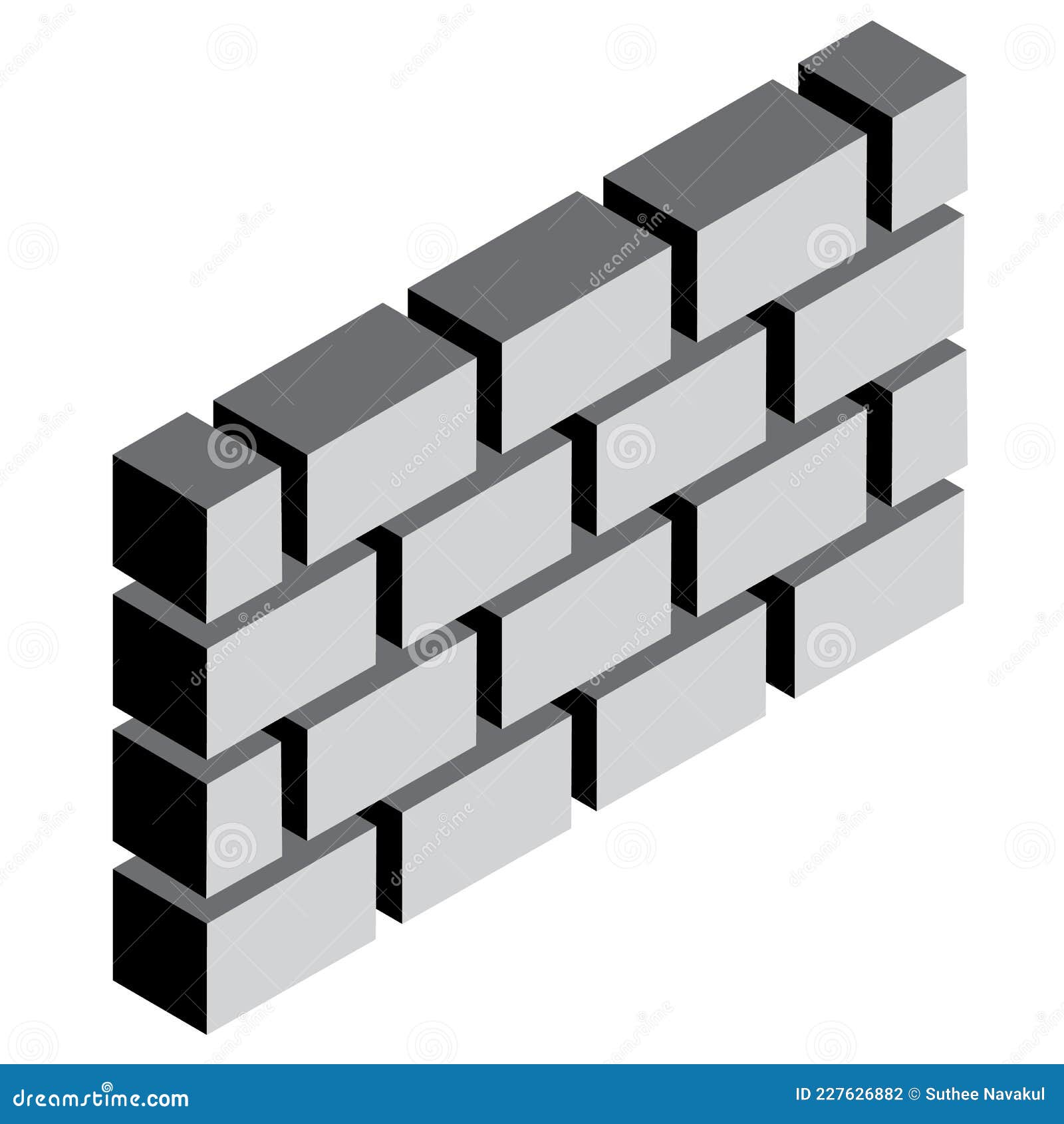 Brick Wall on White Background. Firewall Sign. Brick Wall Isometric ...