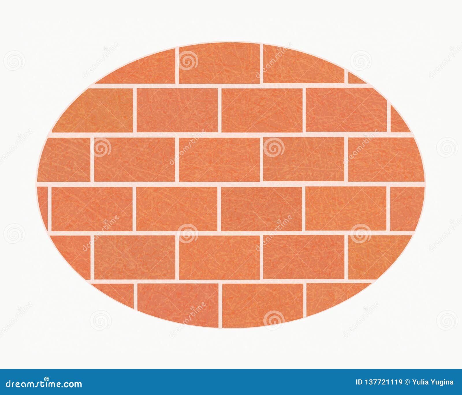 Brick Wall in White Oval Frame with Scratched Texture, Brickwork of ...