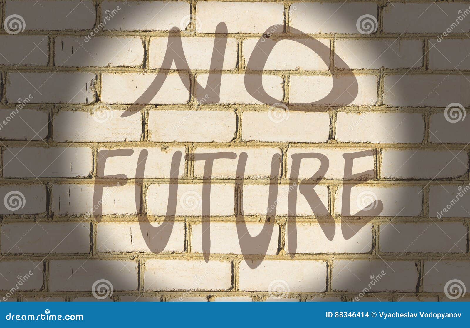 Brick Wall. White Texture Background. Inscription No Future Stock Photo ...