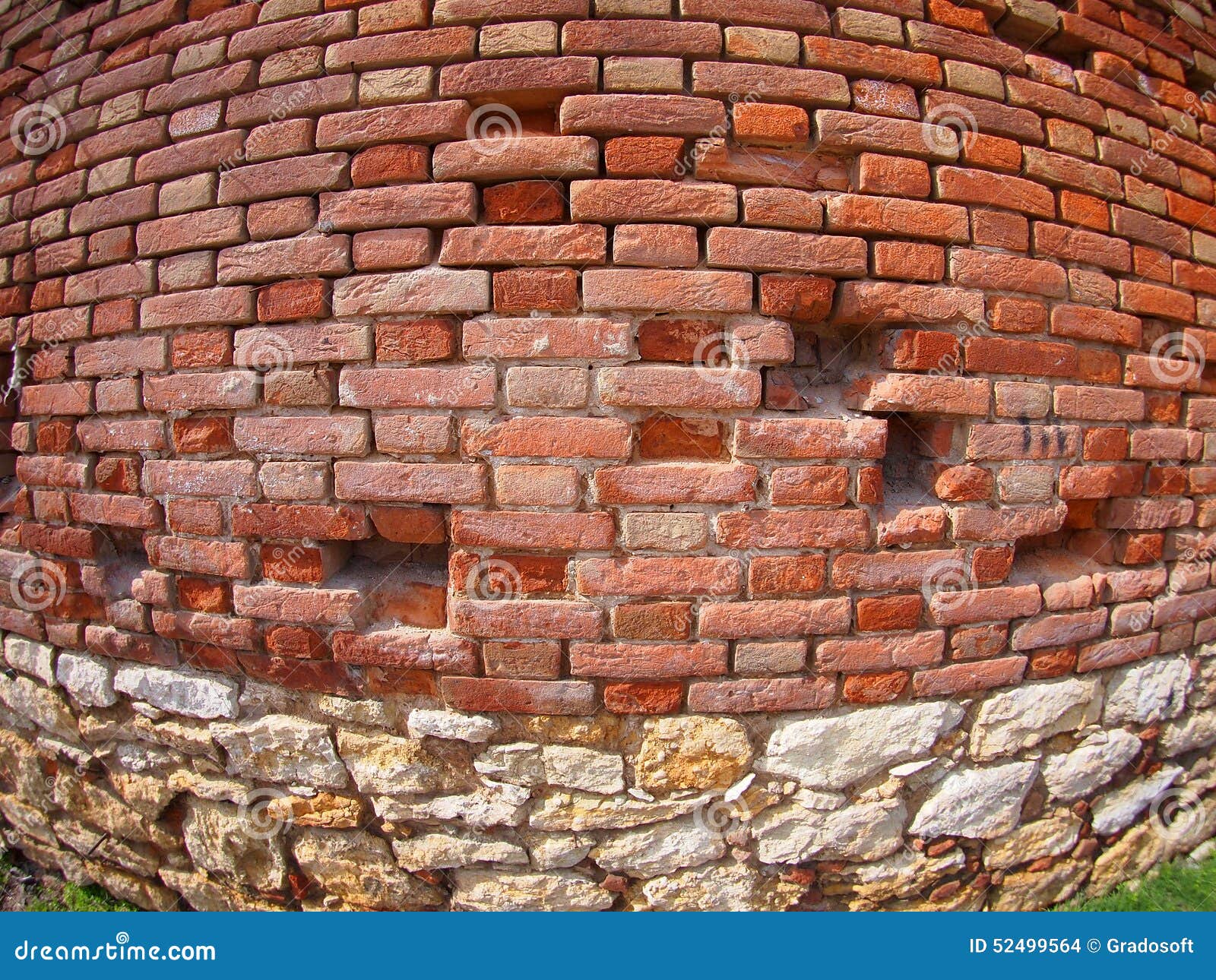 Brick Wall with Wide Angle Fisheye View Stock Photo - Image of surface ...