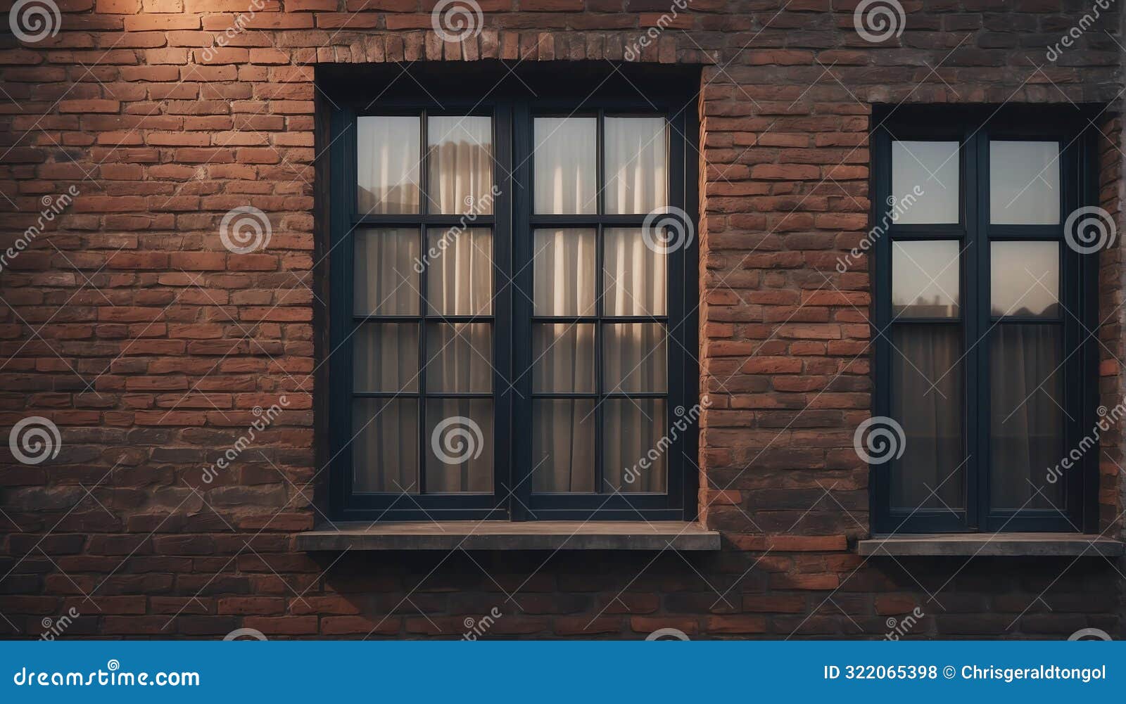 Brick Wall with Window and Dramatic Lighting on House Ai Generated ...