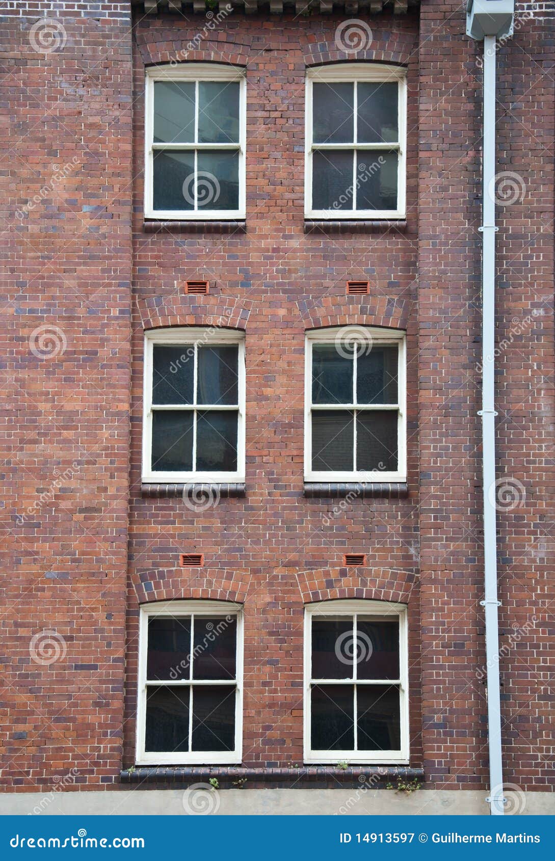 Brick wall windows stock image. Image of home, glass - 14913597